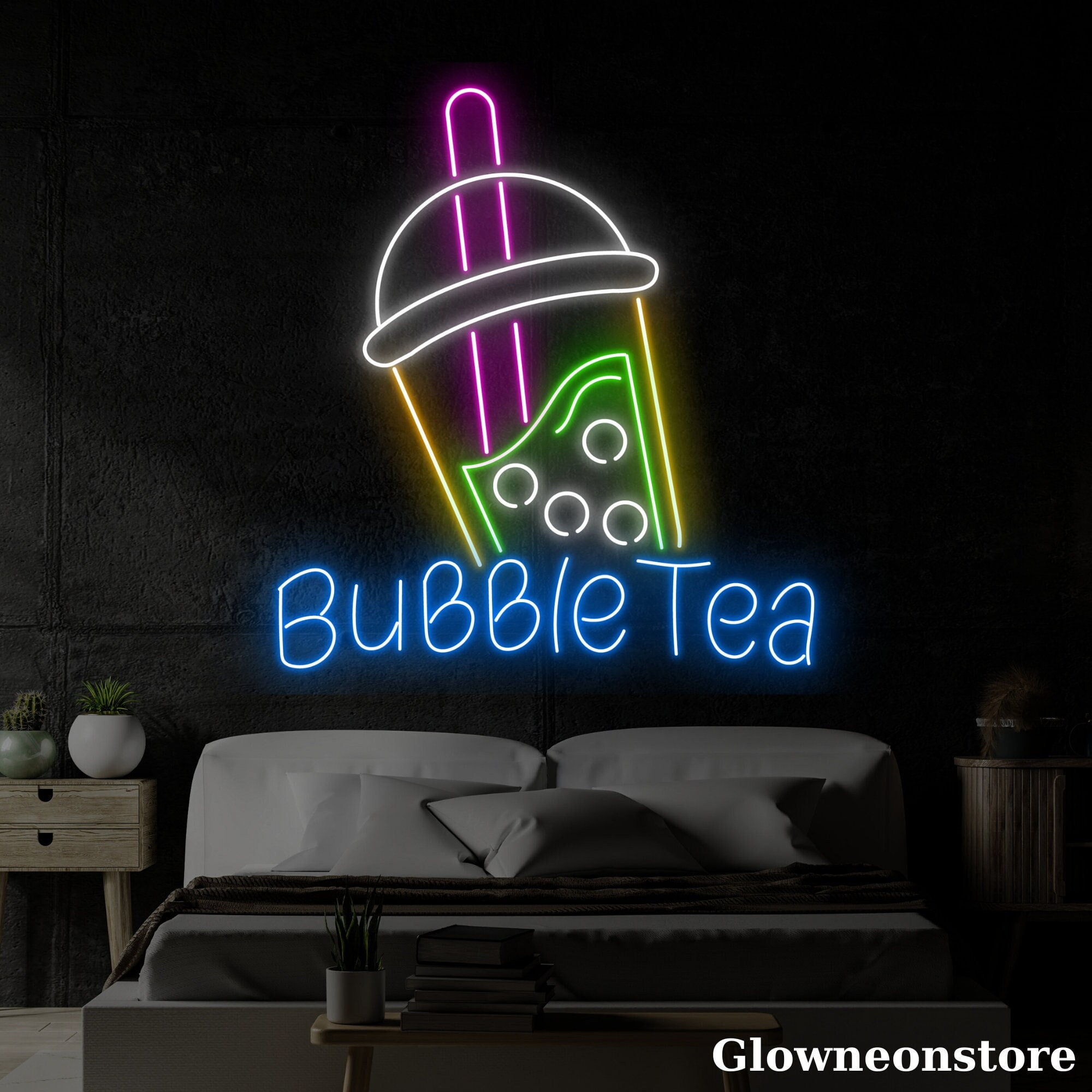 Glowneon Bubble Tea Neon Sign, Bubble Tea Led Sign, Boba Tea Neon Led ...