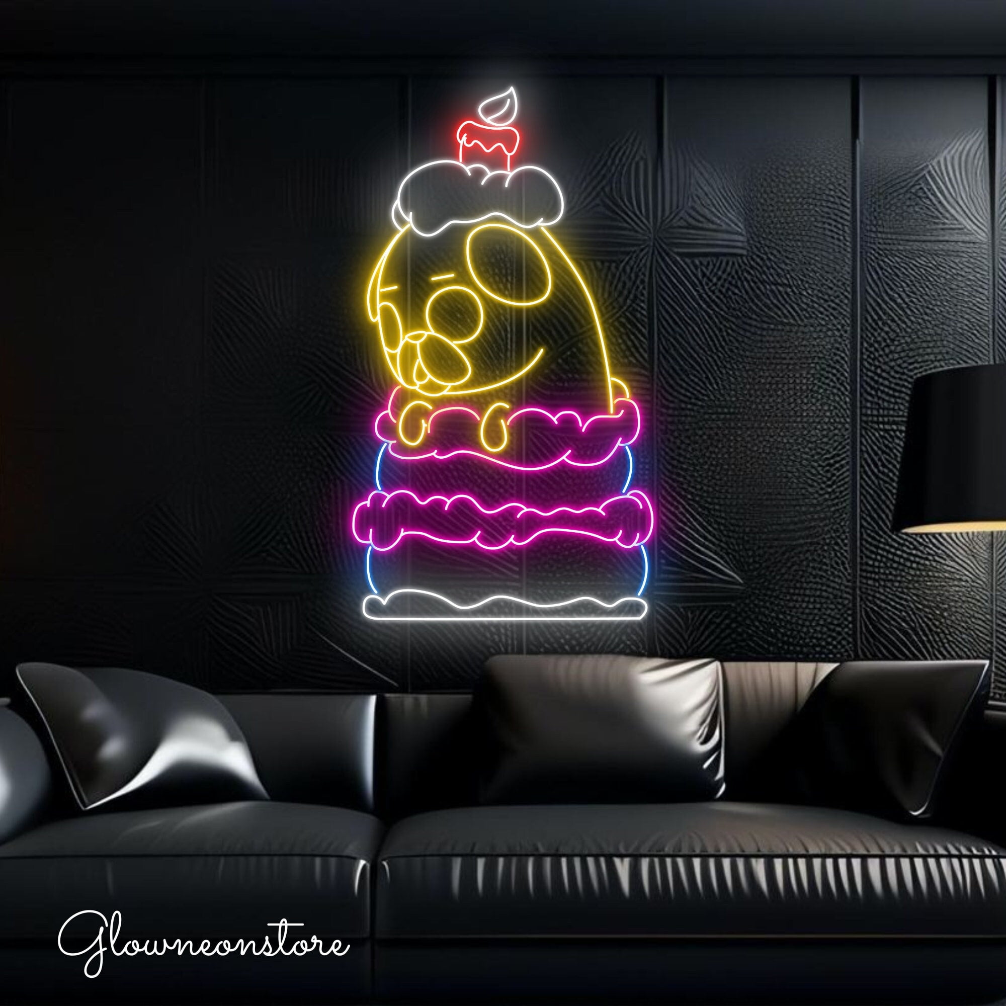 Glowneon Bulldog Cupcake Neon Sign, Bulldog Cakes LED Sign, Restaurant ...