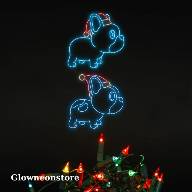 Glowneon Bulldog France Double Neon Sign, Bulldog France Double Led ...
