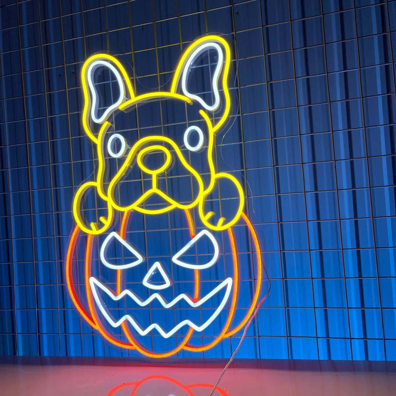 Glowneon Bulldog Pumpkin Neon Sign, Halloween Light Wall Decor ...