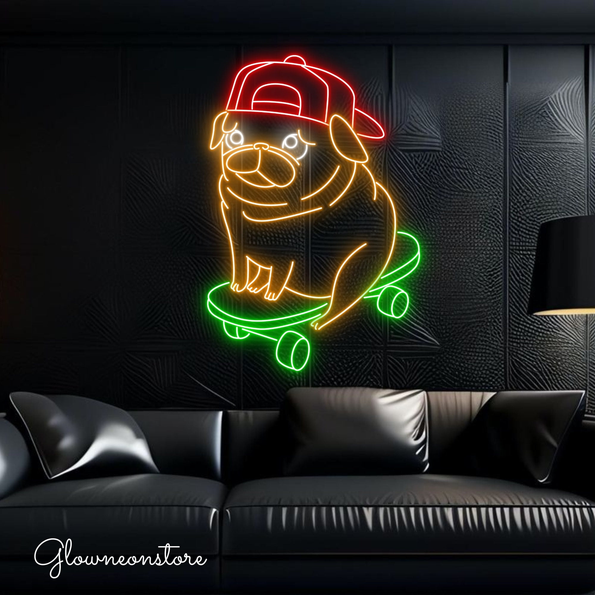 Glowneon Bulldog Ride On Skateboard Neon Sign, French Bulldog LED Sign ...