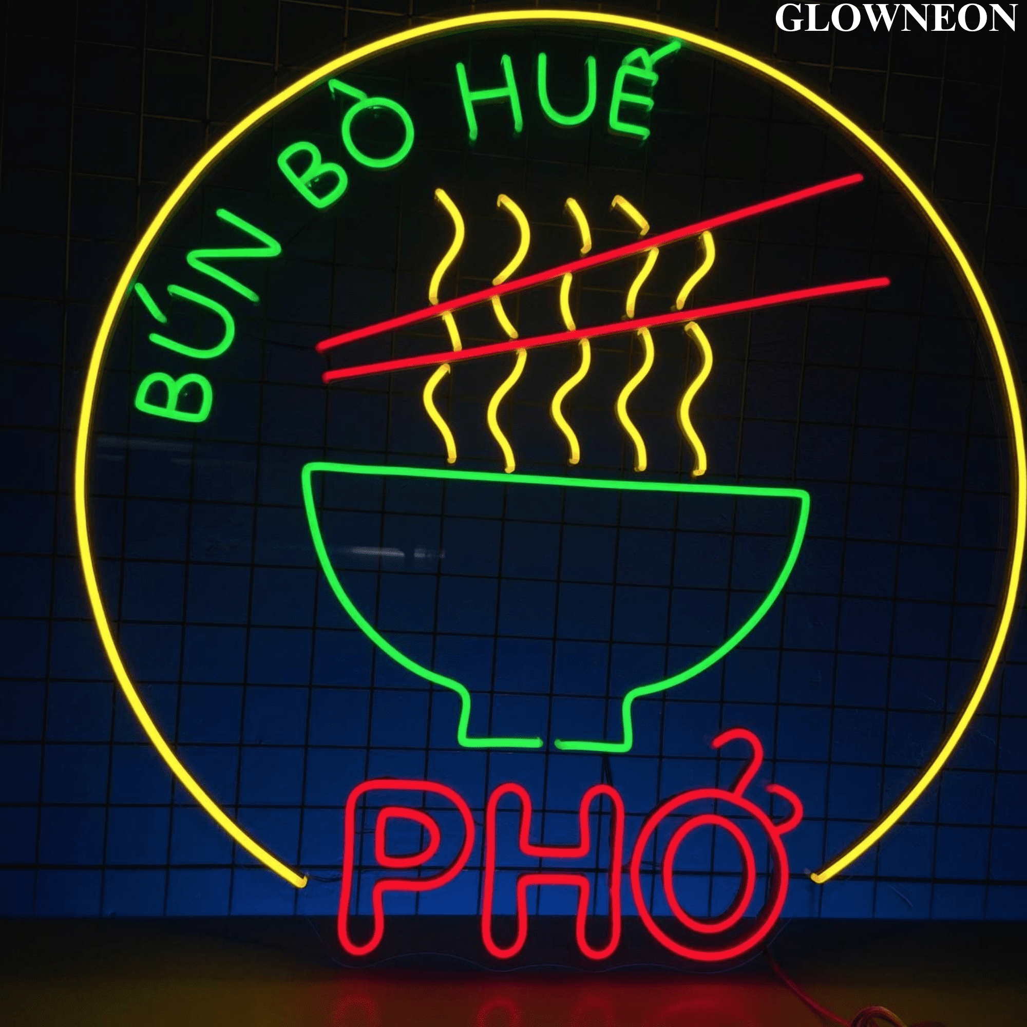 Glowneon Bun Bo Hue Pho Led Sign, Vietnamese Restaurant Neon Wall Art ...