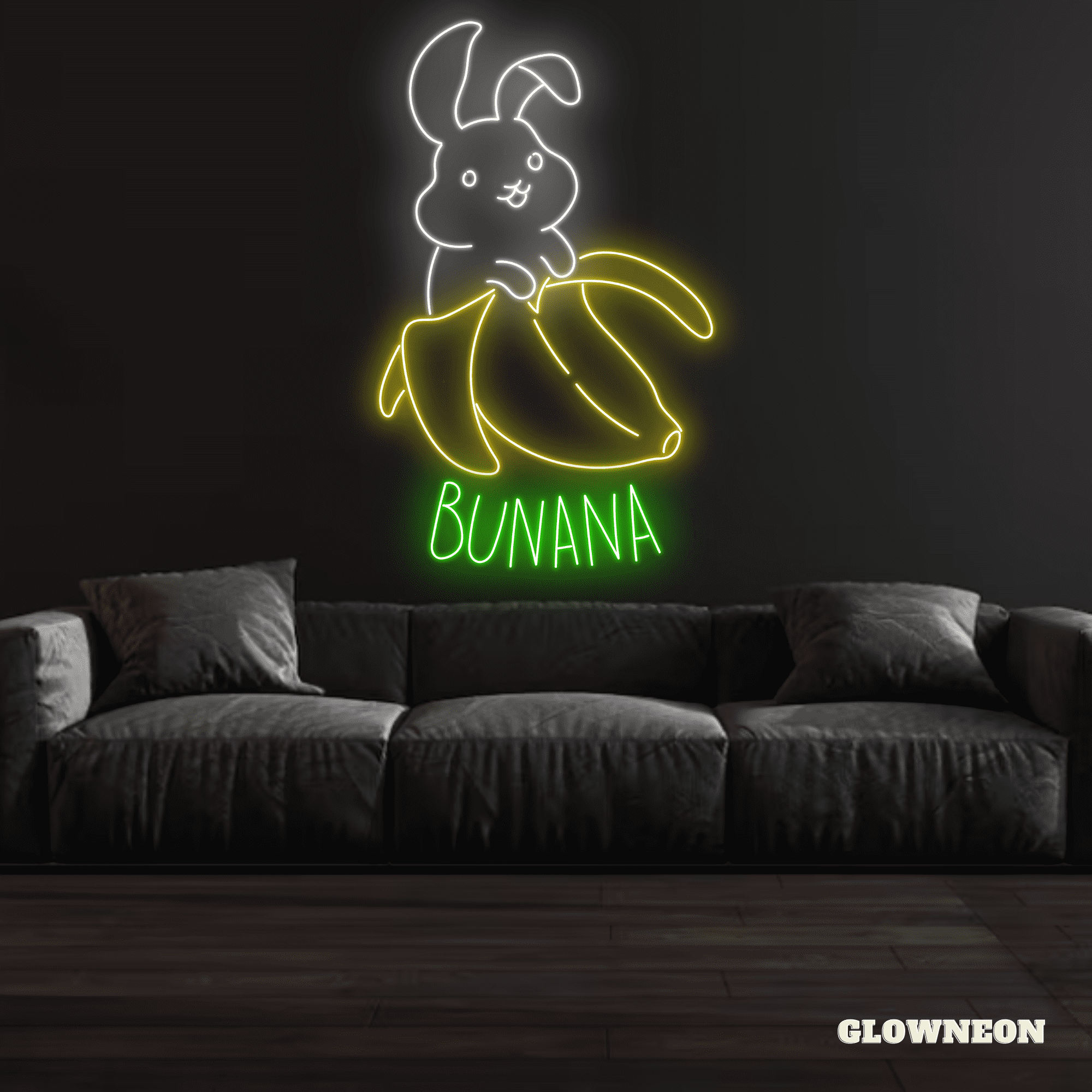 Glowneon Bunana Neon Sign, Funny Rabbit Sign, Bunny Decor, Bunny Sign ...