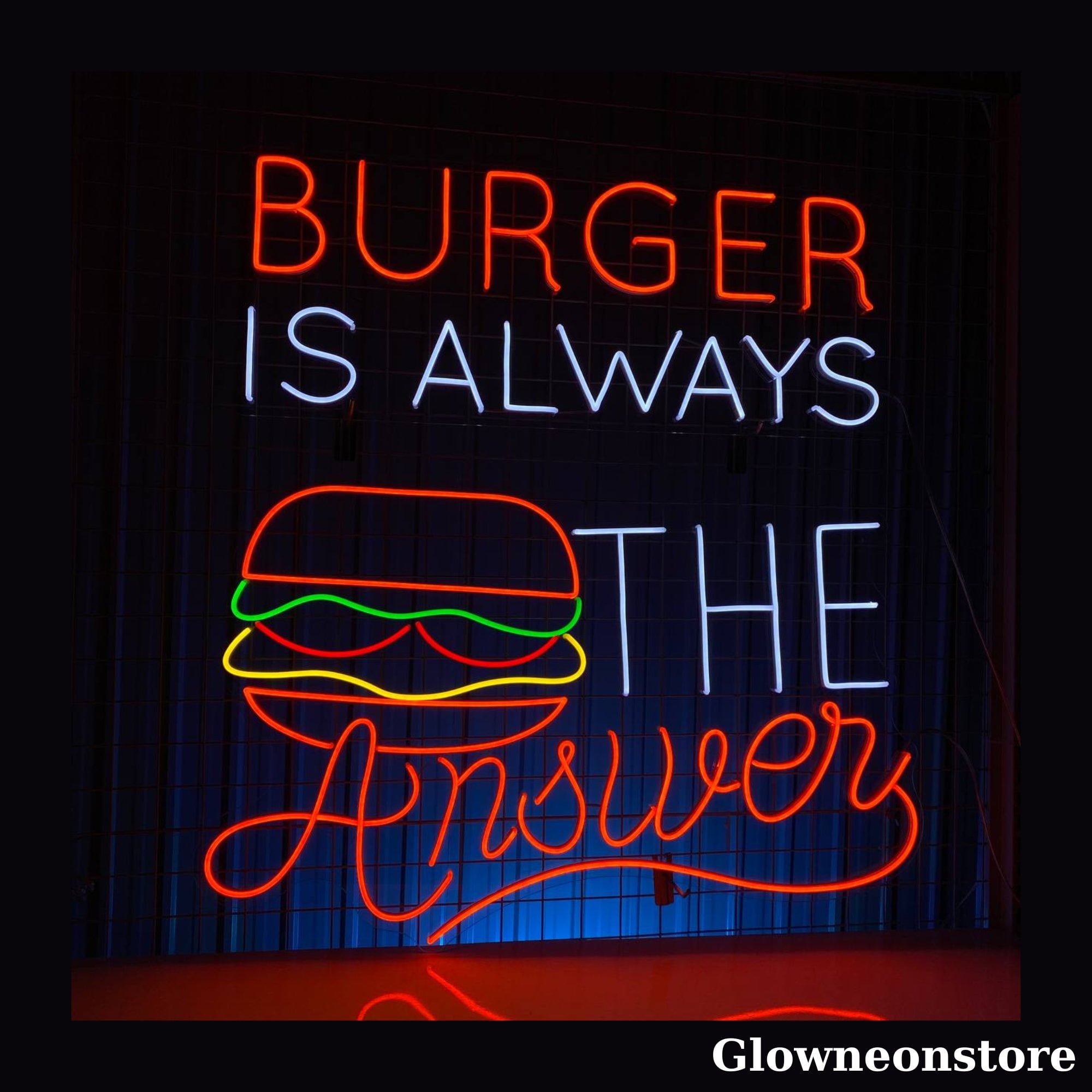 Glowneon Burger Is Always the Answer Neon Sign, Hamburger Led Sign ...