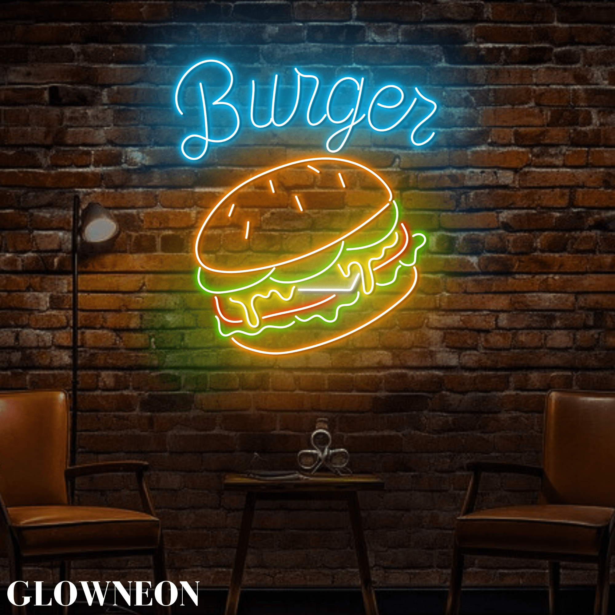 Glowneon Burger Led Sign, Burger Shop Wall Led Light, Fast Food Decor ...