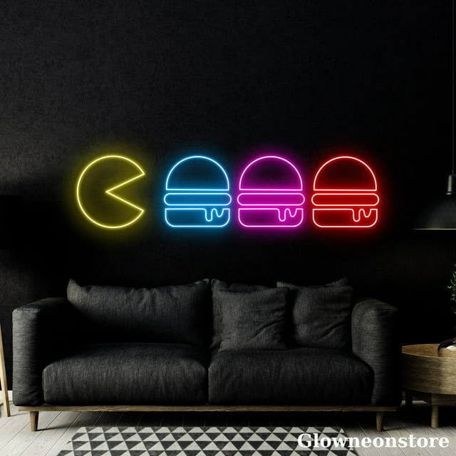Glowneon Burger Neon Sign, Burger Led Light, Fast Food Shop Sign ...
