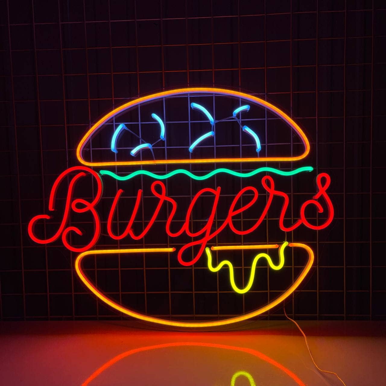 Glowneon Burgers Neon Signs, Fast Food Decor, Burgers Led Light ...