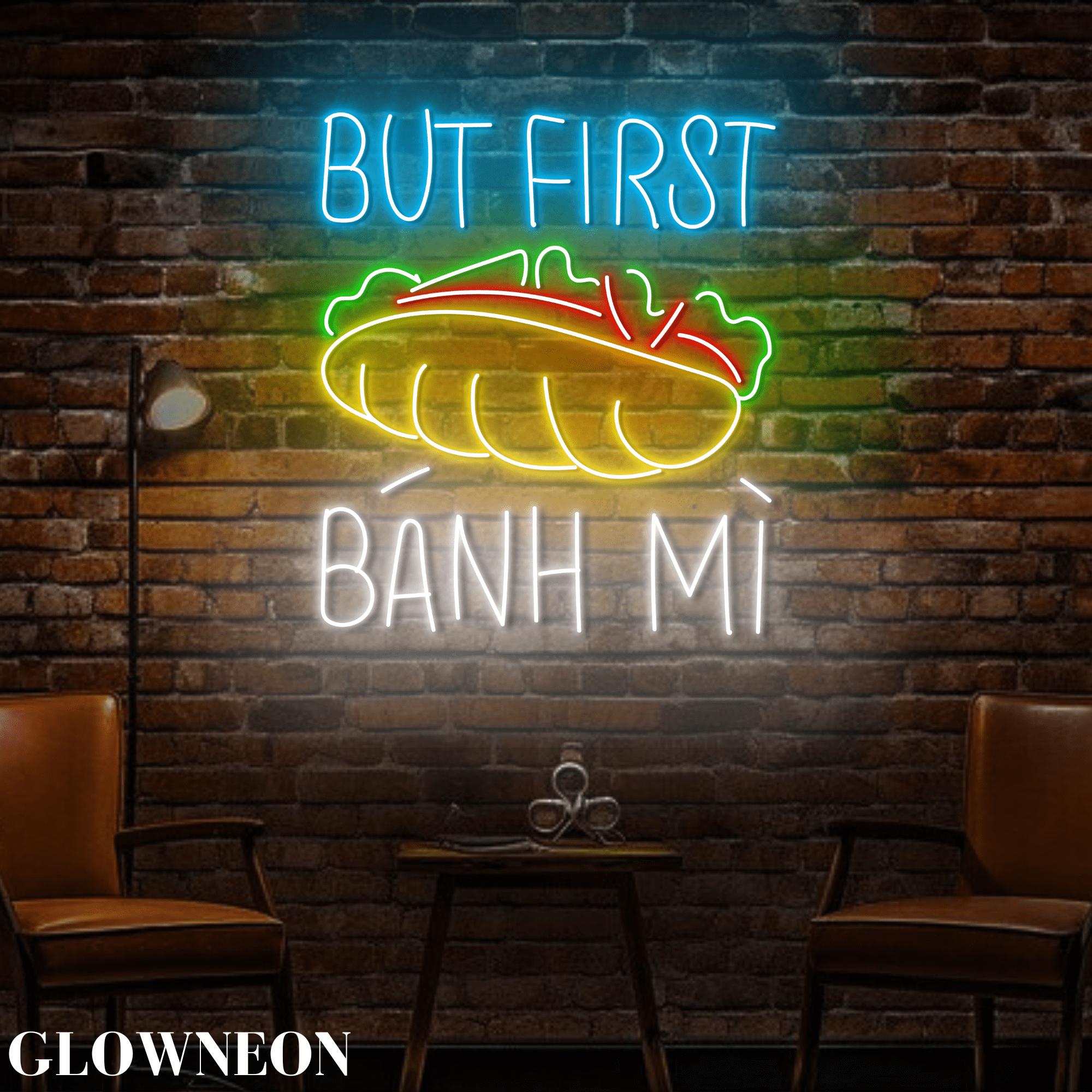 Glowneon But First Bánh Mì Led Wall Art, Vietnamese Banh Mi Shop Sign ...