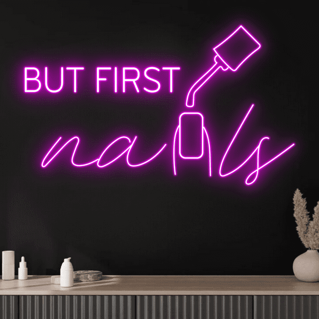 Glowneon But First Nails Neon Signs, Nail Salon Wall Decor Signboard ...