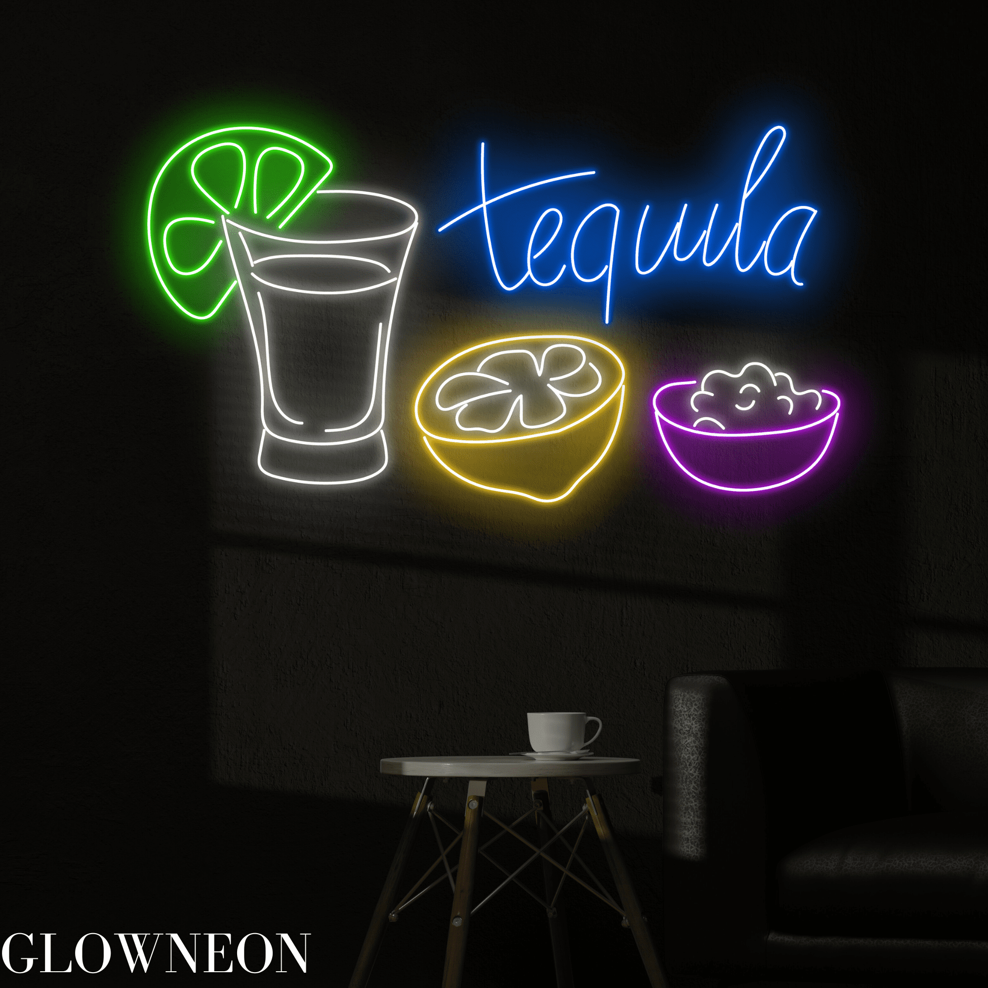 Glowneon But First Tequila Neon Sign, Tequila Led Sign, Bar Pub Art ...