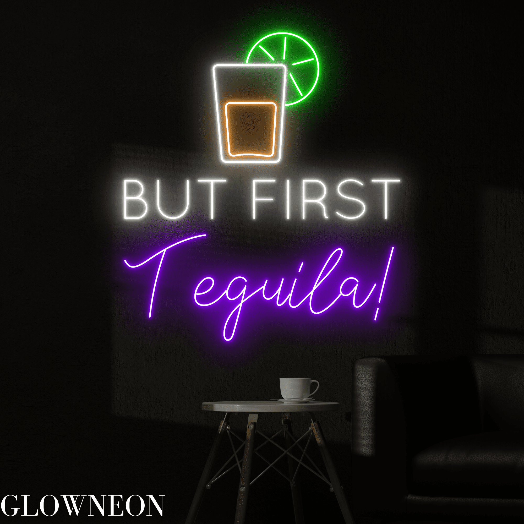 Glowneon But First Tequila Neon Sign, Tequila Led Sign, Bar Pub Art ...