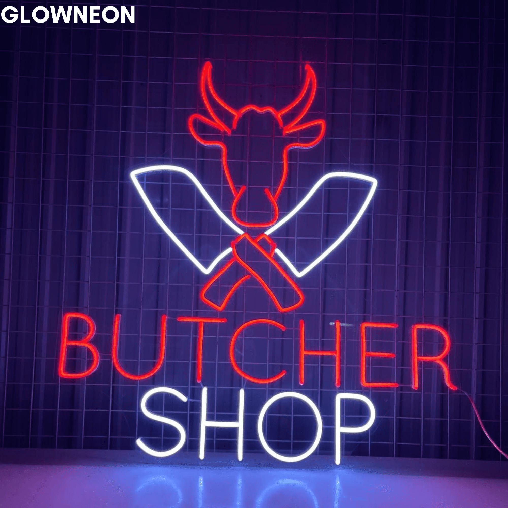 Glowneon Butcher Shop Led Sign, Pork Store Neon Sign, Meat Wall Decor ...