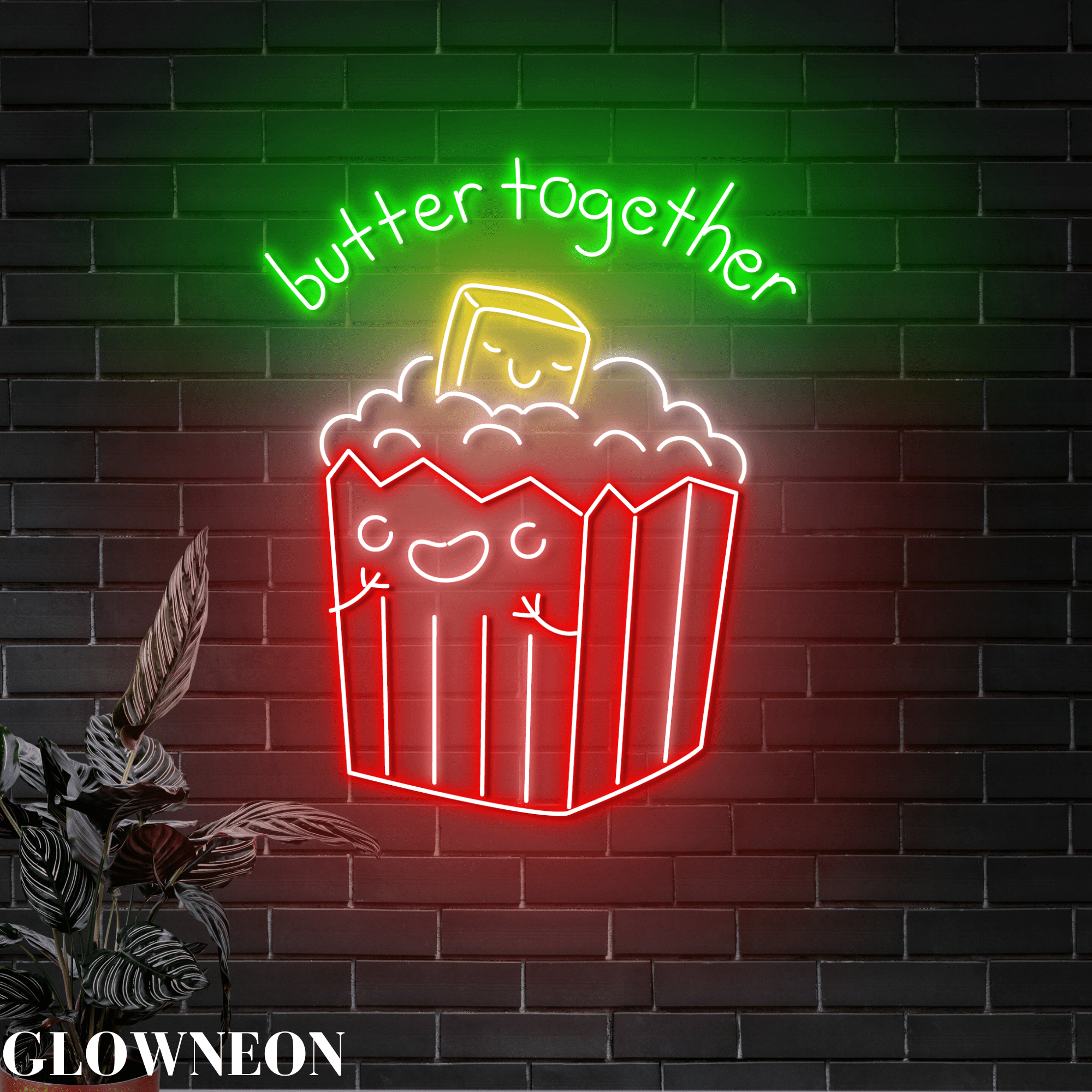 Glowneon Butter Together Neon Sign, Butter Popcorn Cinema Wall Decor ...