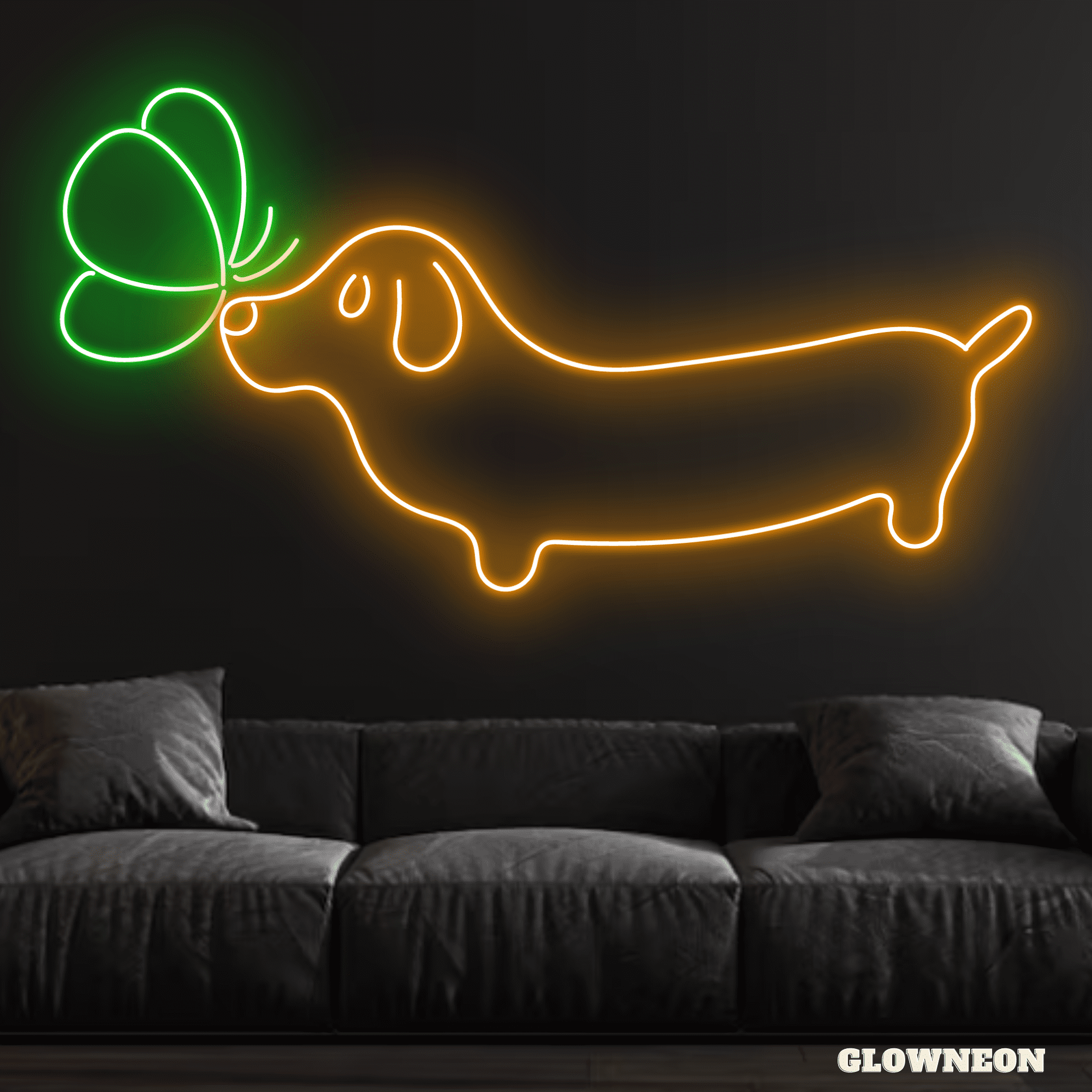 Glowneon Butterfly Dog Line Neon Sign, Cute Dog Sign, Gift for Kids ...