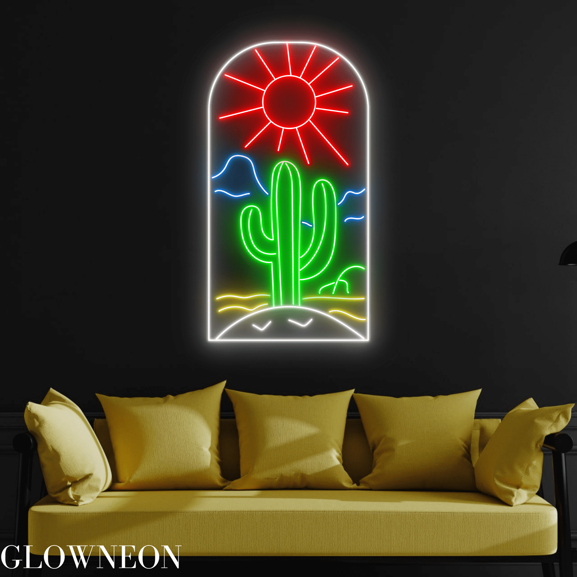 Glowneon Cactus Sun Neon Sign, Desert Cactus Led Sign, Cactus Decor ...
