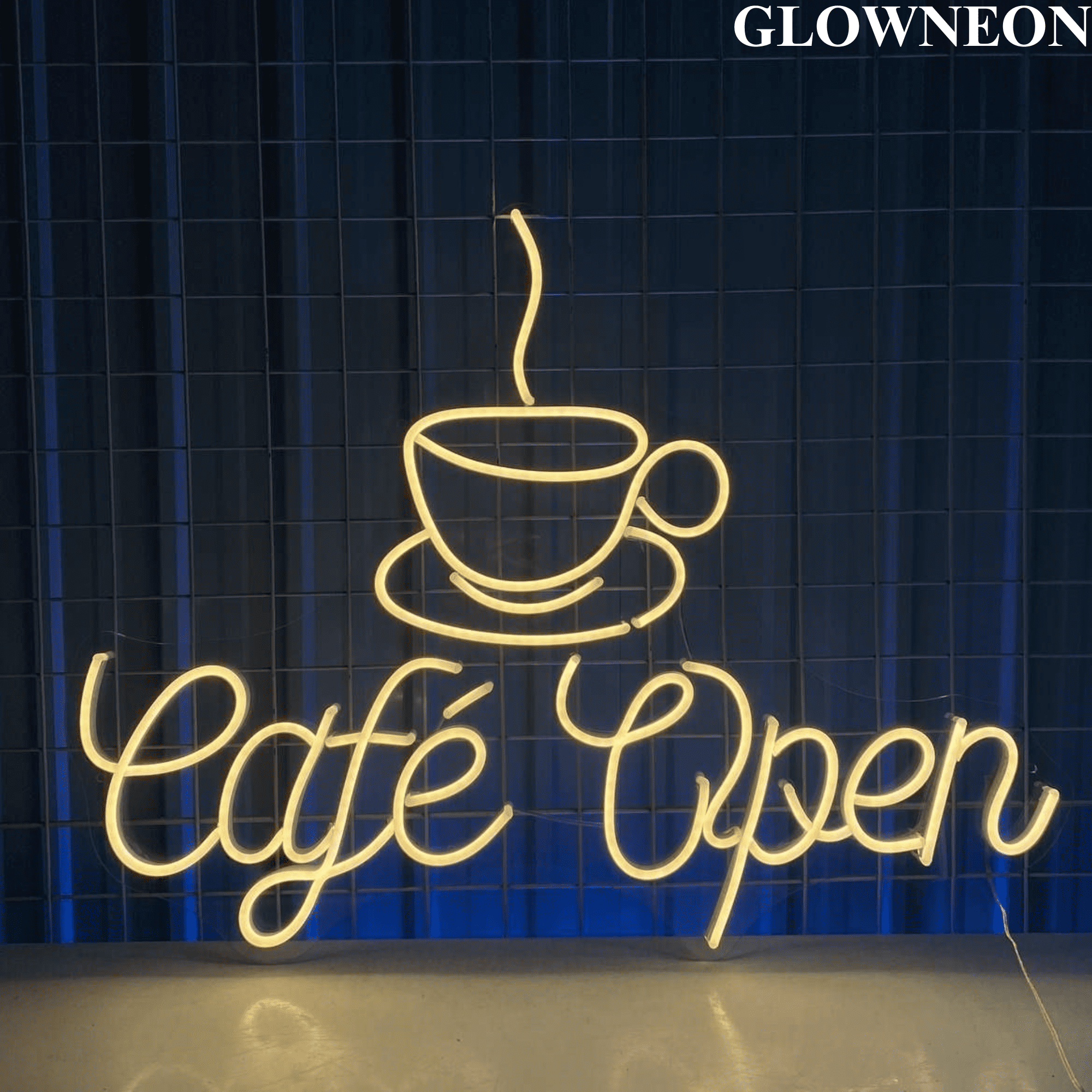 Glowneon Café Open Led Decoration, Coffee Shop Open Neon Signboard ...