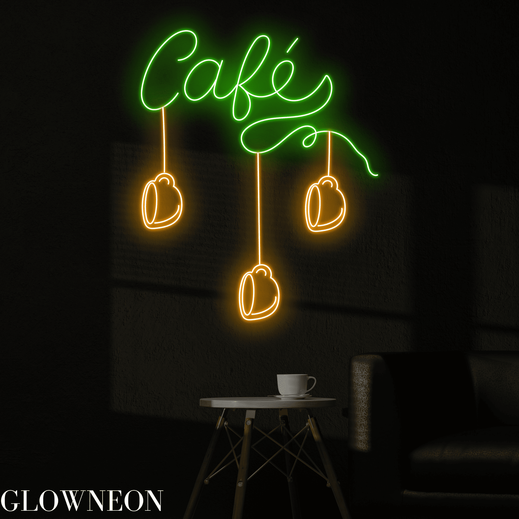 Glowneon Cafe Cups Neon Sign, Coffee Shop Led Sign, CafBar Light ...