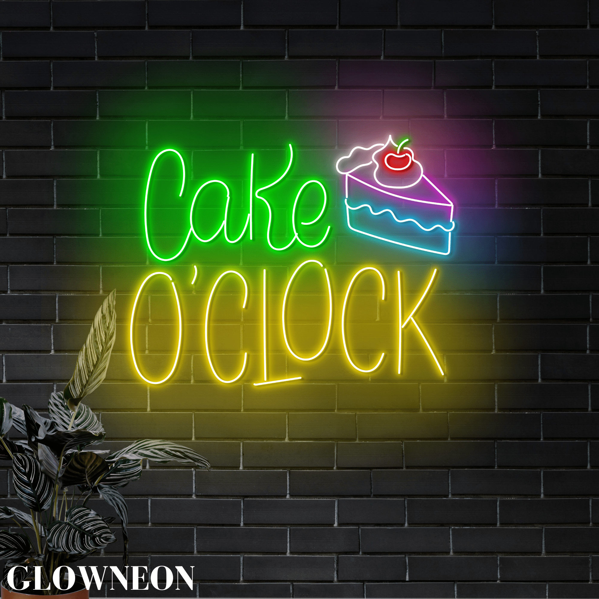 Glowneon Cake O'clock Neon Light Up, Bakery Cake Shop Led Wall Decor ...