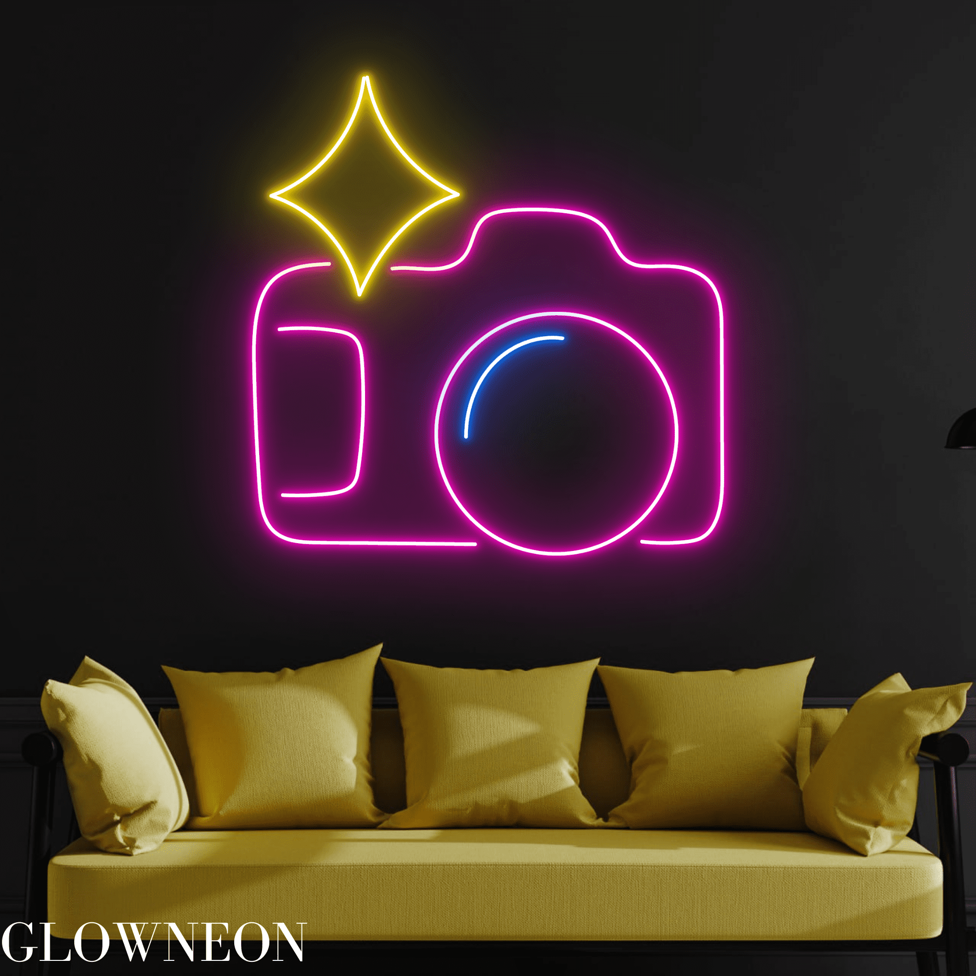 Glowneon Camera Star Neon Sign, Photo Studio Led Sign, Cameraman Gift ...