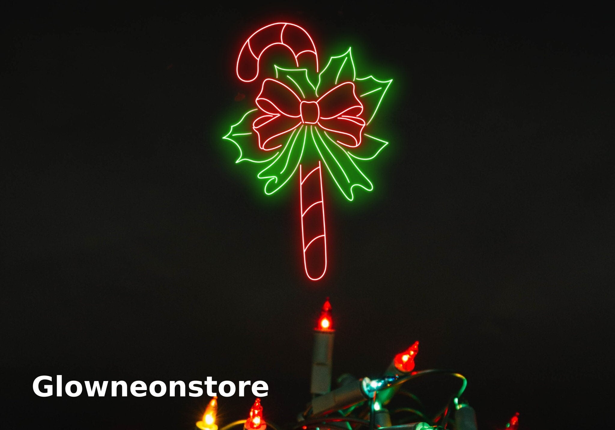 Glowneon Candy Cane Neon Sign, Candy Cane Led Light, Candy Cane Sign ...