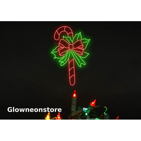 Glowneon Candy Cane Neon Sign, Candy Cane Led Light, Candy Cane Sign ...