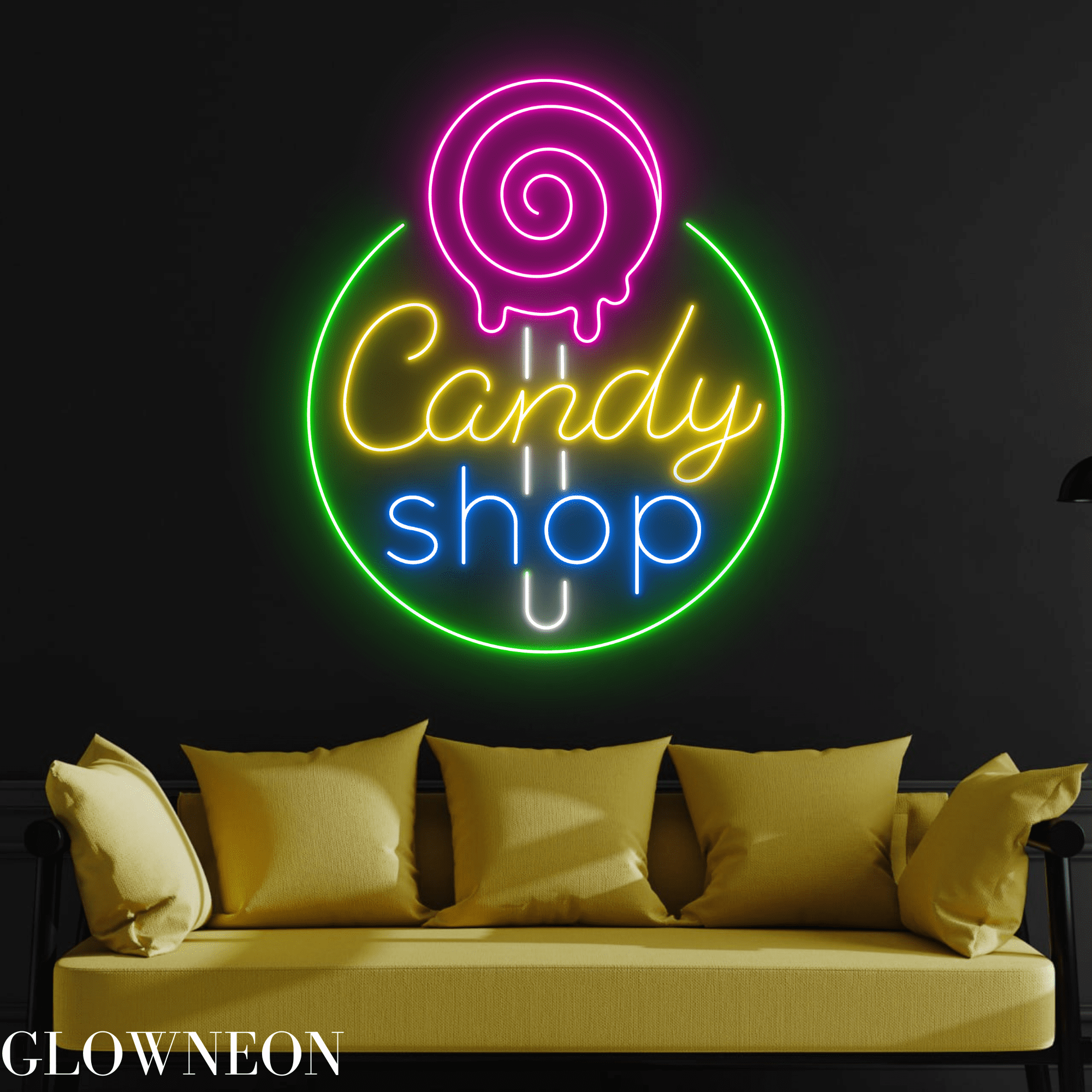 Glowneon Candy Shop Neon Sign, Candy Shop Led Sign, Candy Wall Decor ...