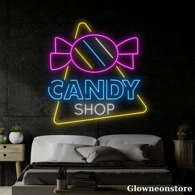 Glowneon Candy Shop Neon Sign, Candy Shop Led Sign, Open Candy Store ...