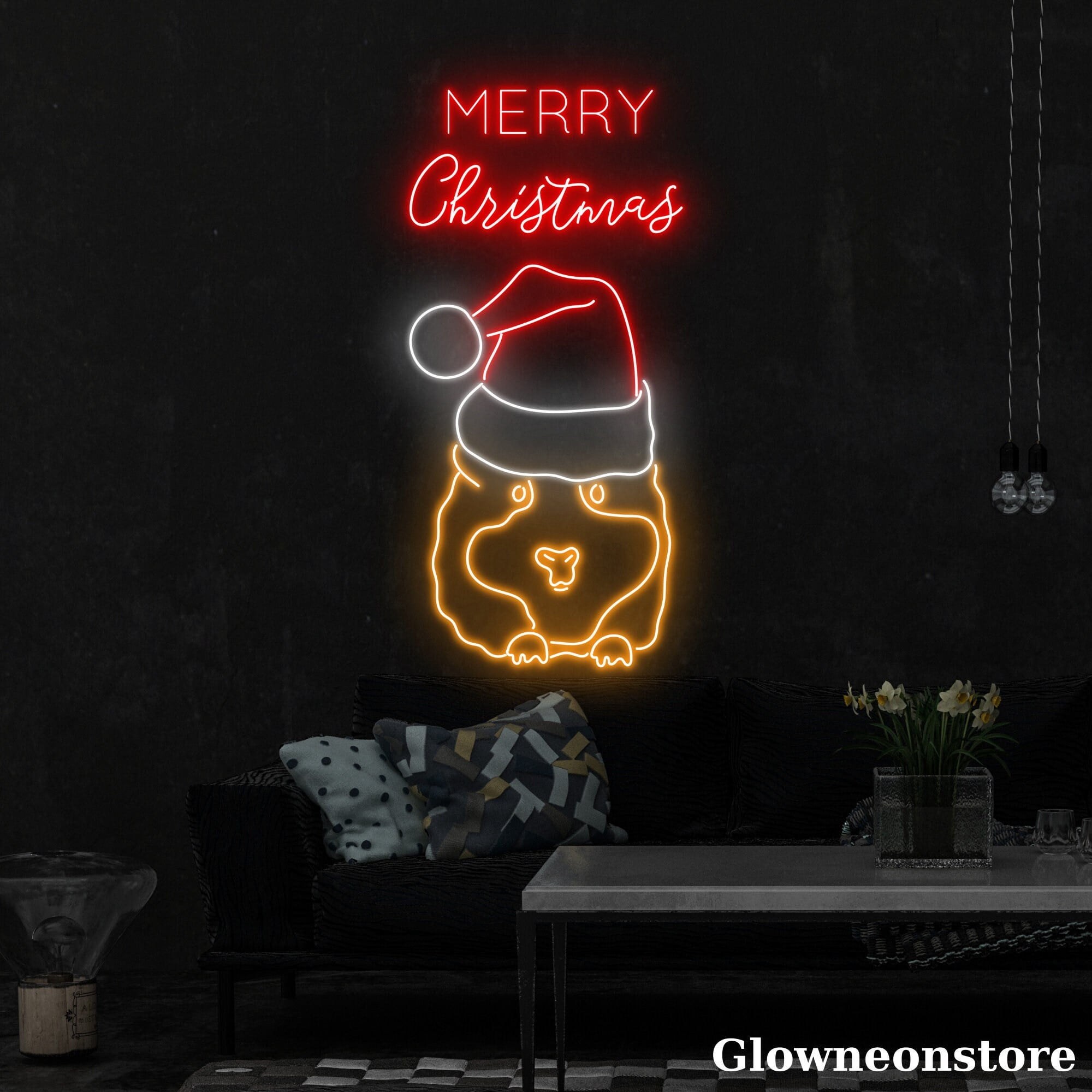 Glowneon Capybara Christmas Neon Sign, Capybara Led Sign, Merry ...
