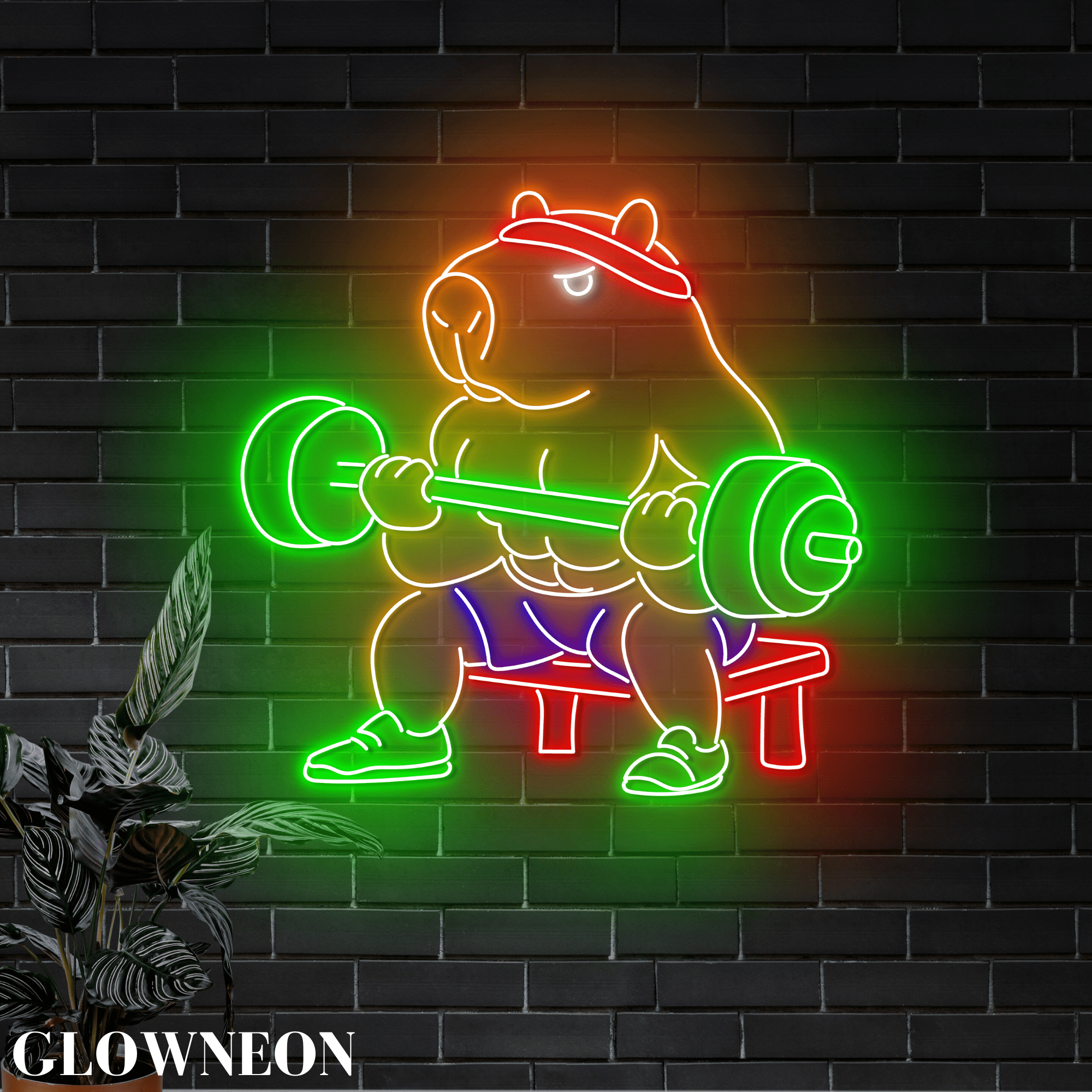 Glowneon Capybara Gymmer Neon Sign, Fitness Gym Home Club Wall Decor ...