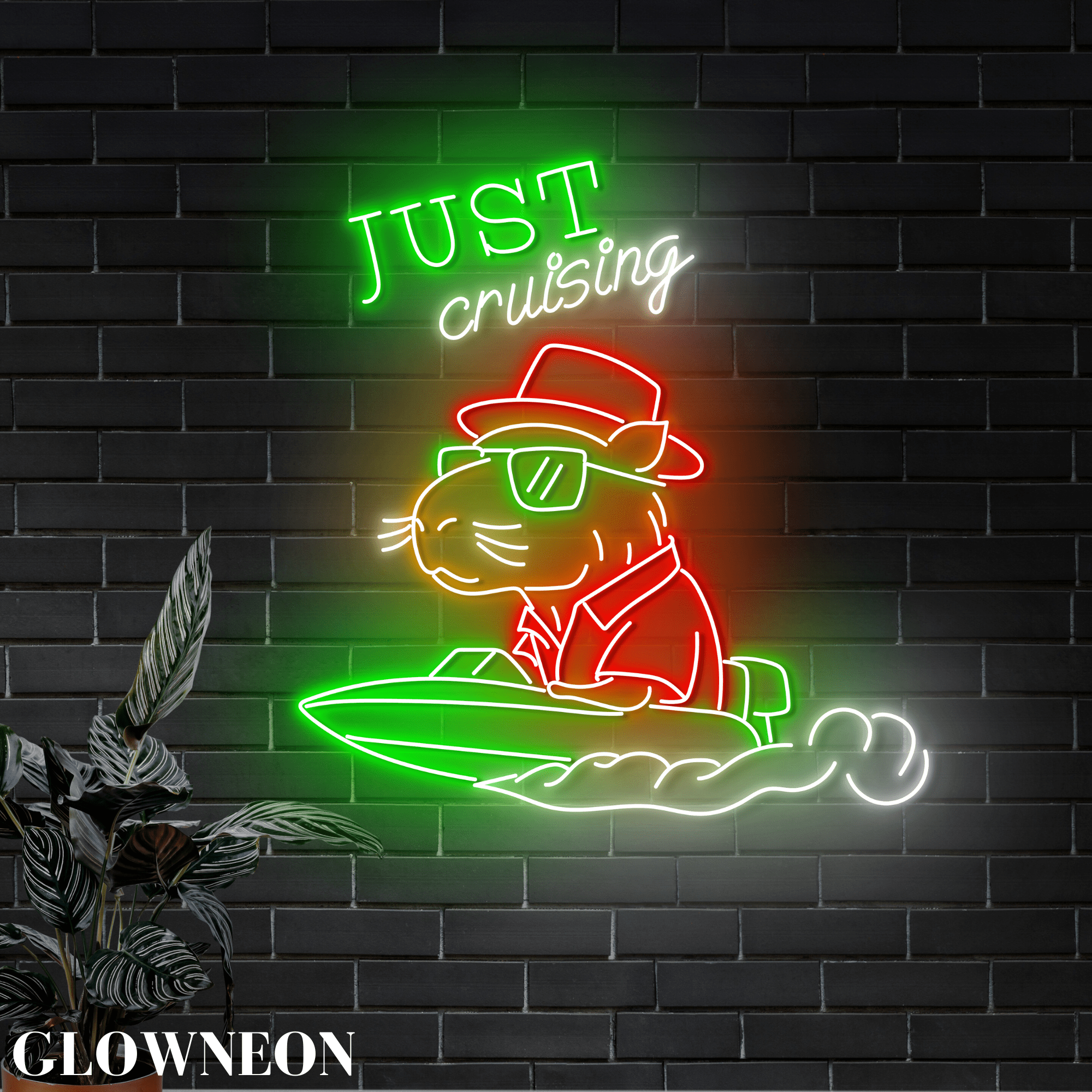 Glowneon Capybara Just Cruising Led Sign, Capybara Wall Art, Kid Gift ...