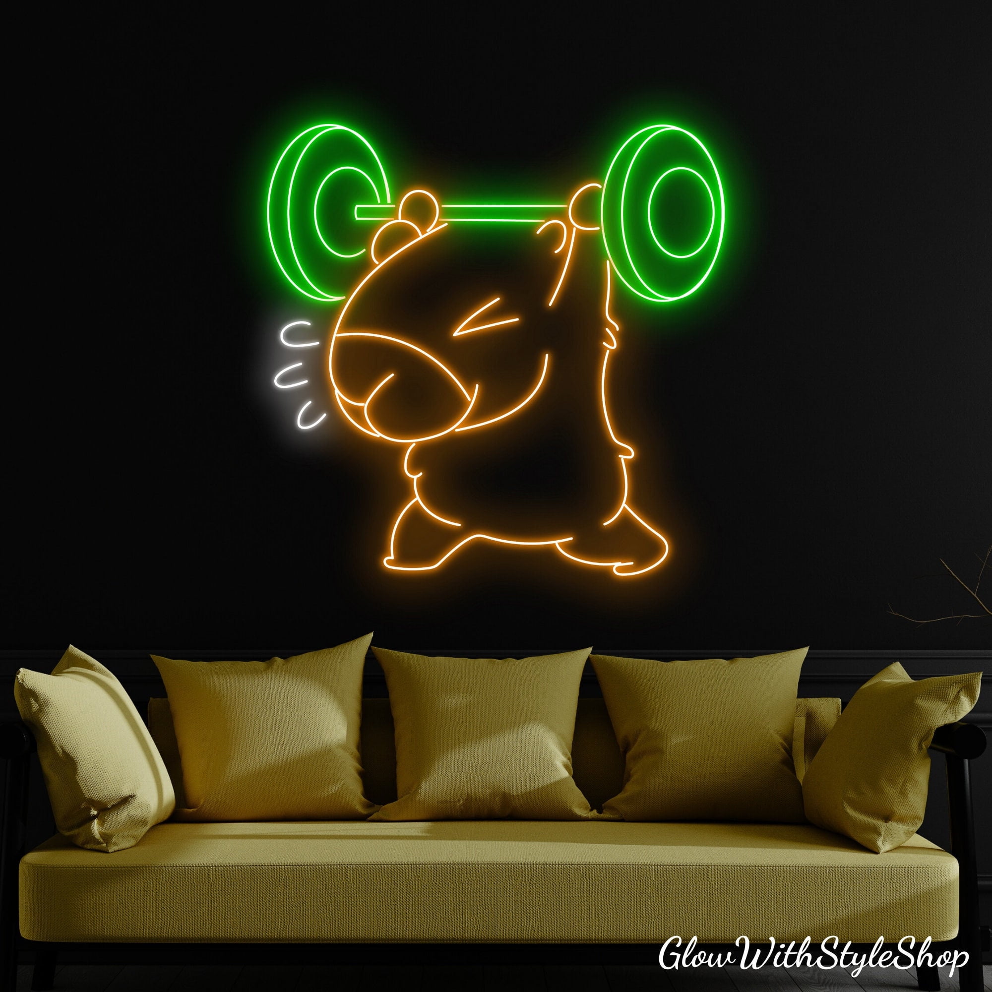 Glowneon Capybara Lifting Neon Sign, Capybara Weightlifting Led Sign ...