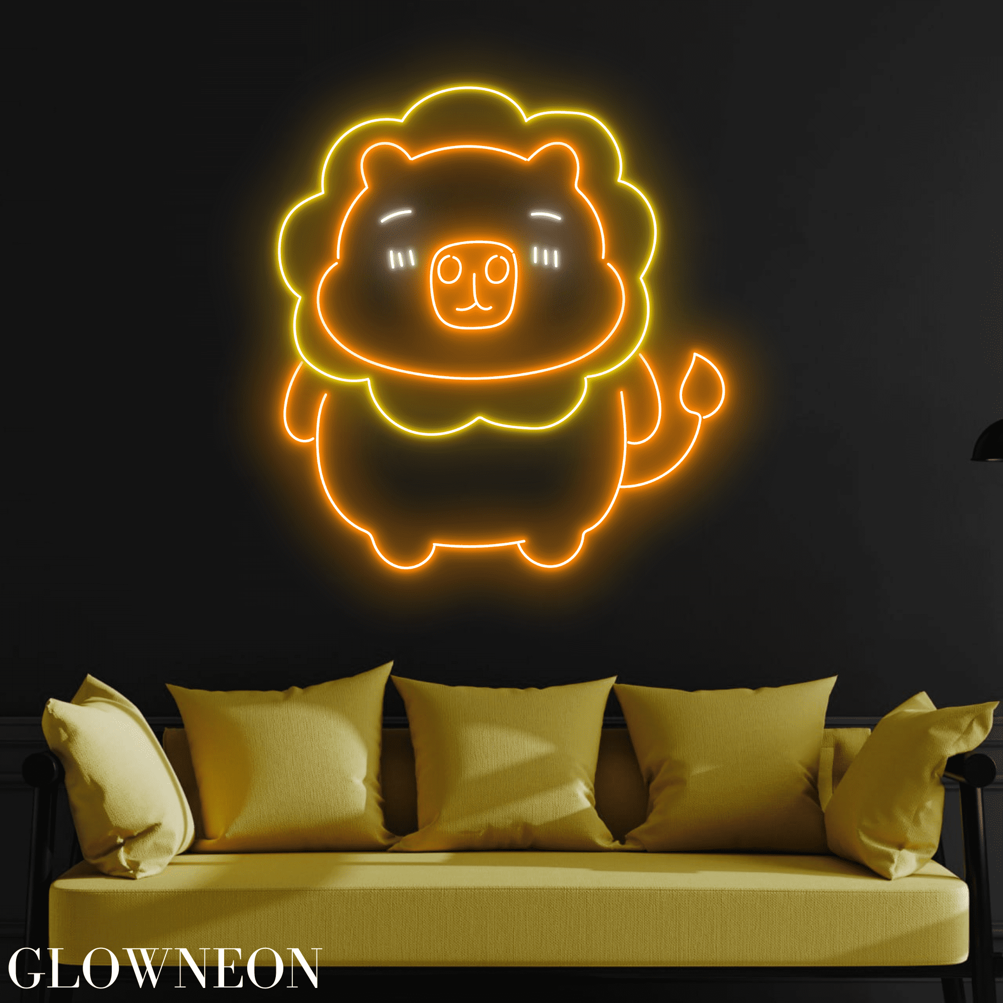 Glowneon Capybara Lion Neon Light, Wall Decor, Capybara Lover Gifts ...