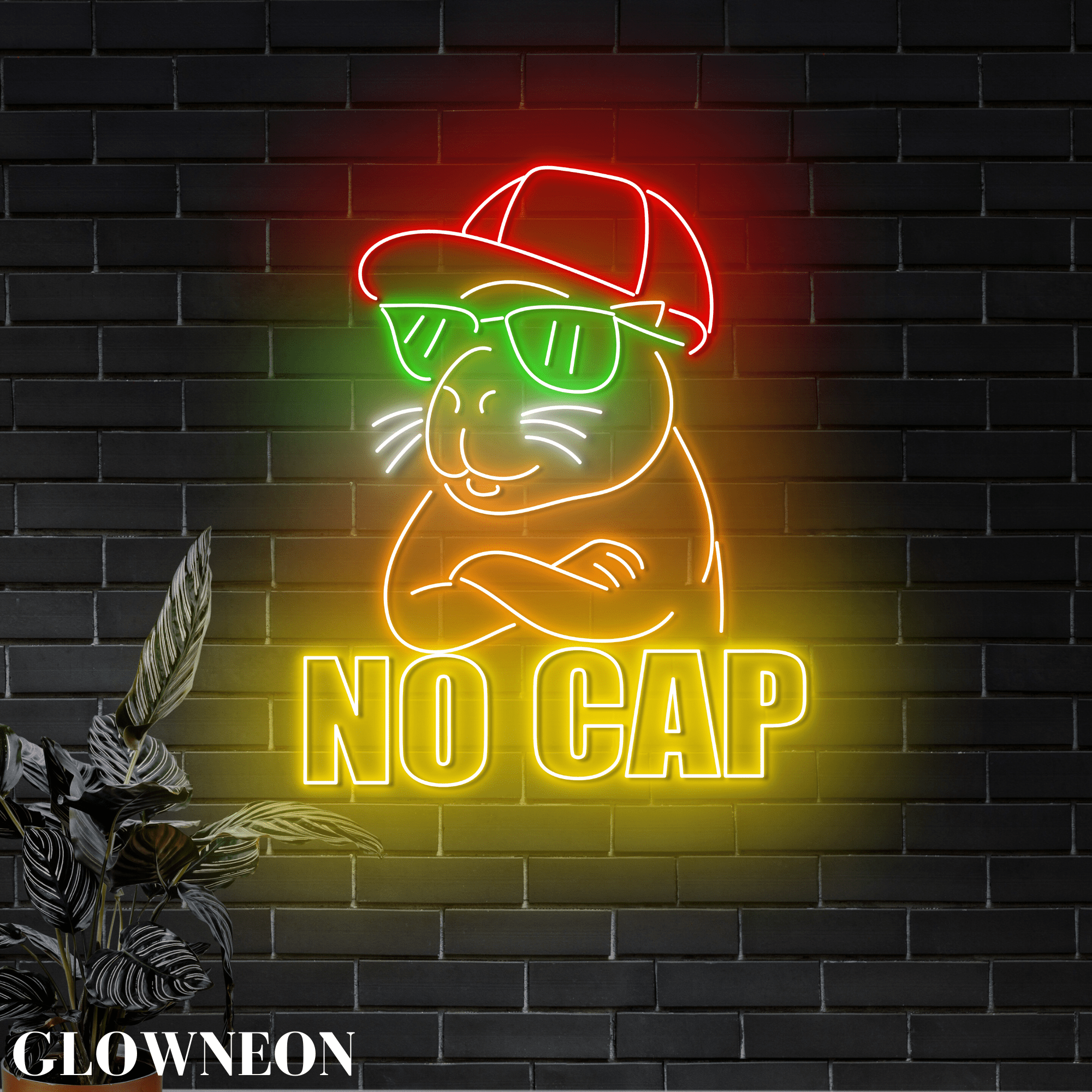 Glowneon Capybara No Cap Led Wall Art, Cap Shop Decor, Capybara Decor ...