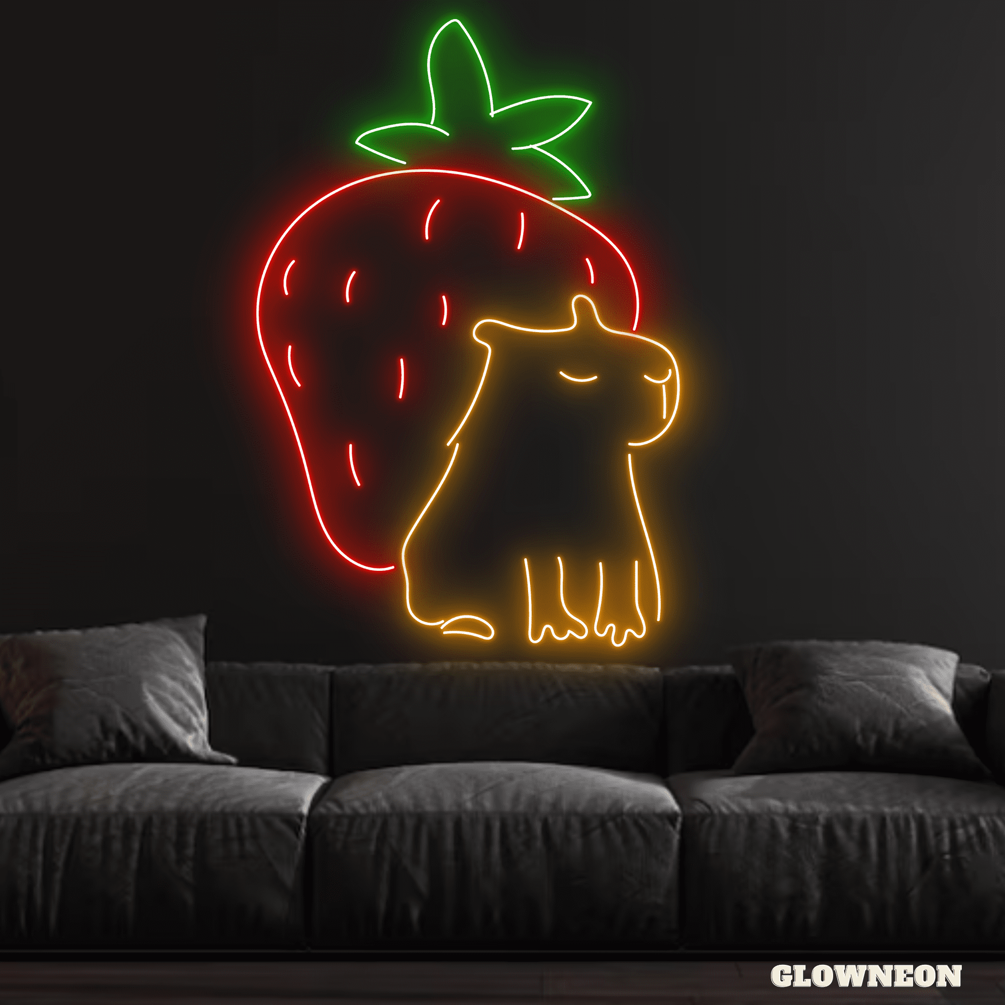 Glowneon Capybara Strawberry Neon Sign, Capybara Sign, Gift for Kids ...