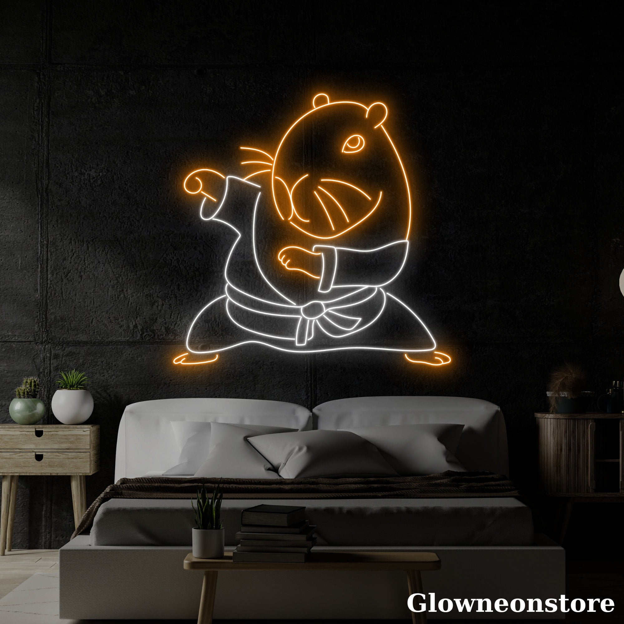 Glowneon Capybara Taekwondo Neon Sign, Capybara Karate Led Sign ...
