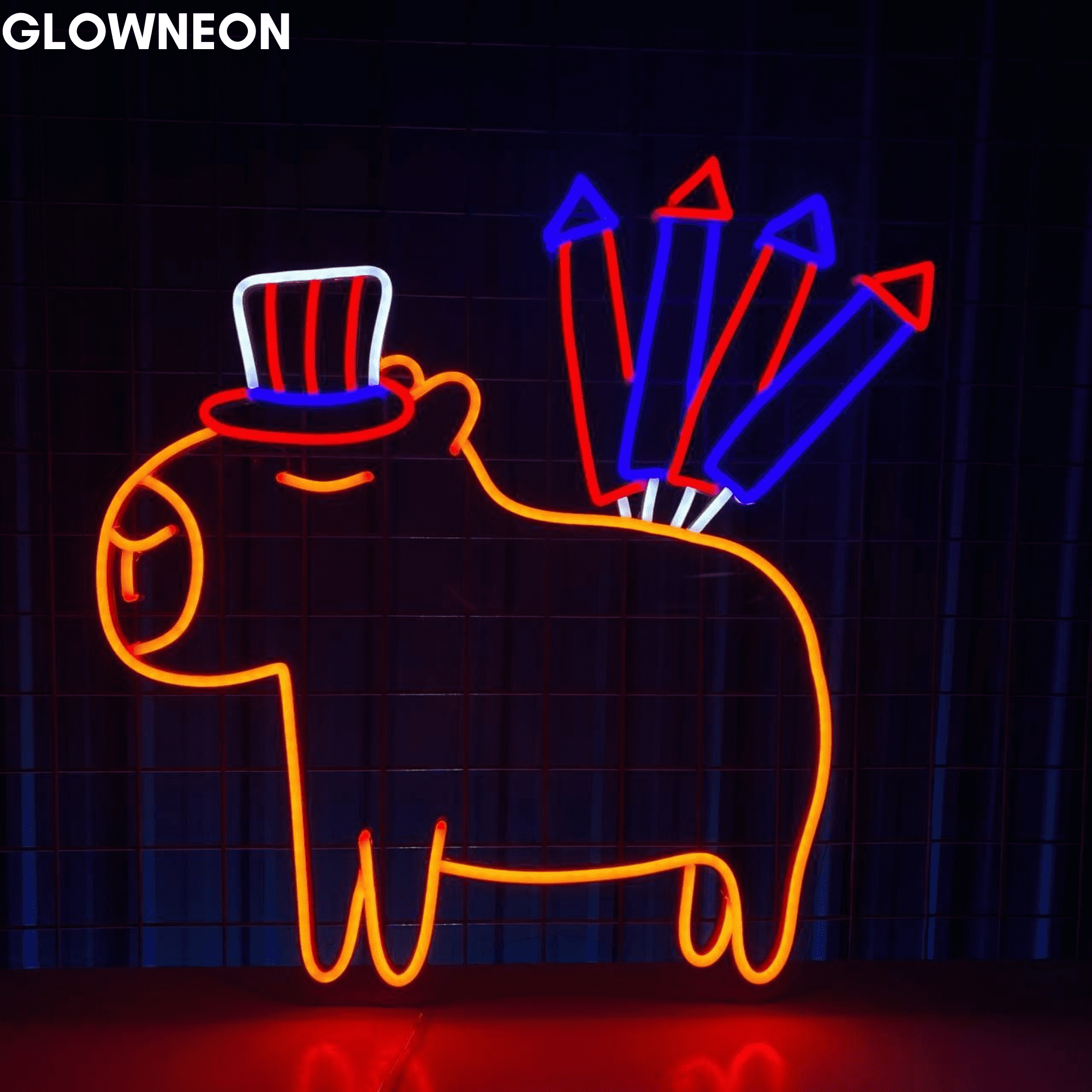 Glowneon Capybara US Independence Day 4th Of July Wall Art Led Light ...