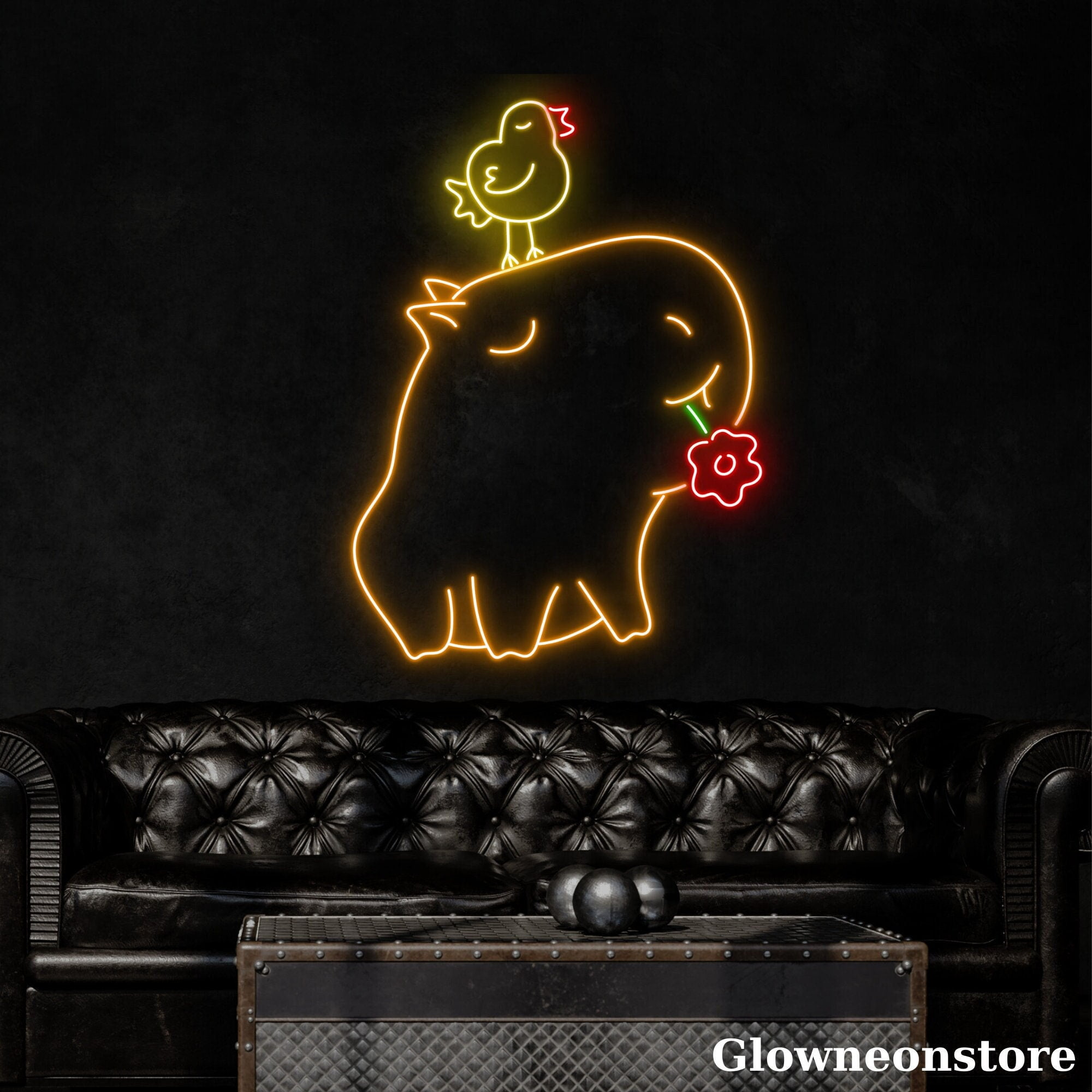 Glowneon Capybara and Chicken Neon Sign, Capybara Led Sign, Animal Led ...