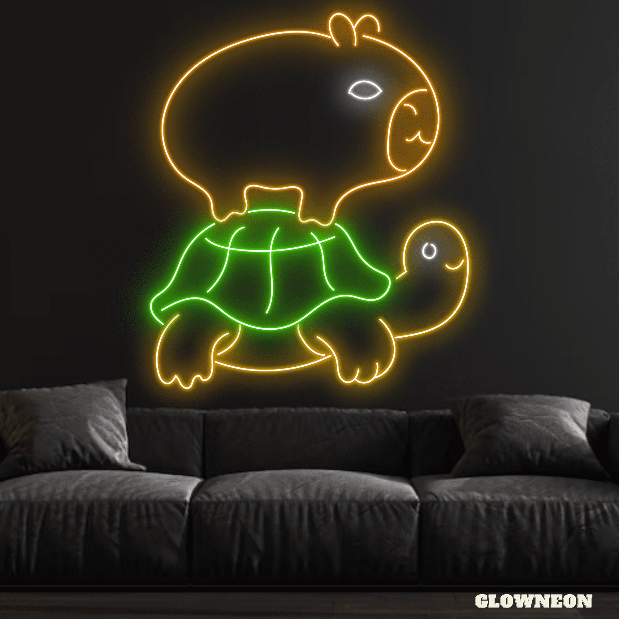 Glowneon Capybara on Turtle Neon Sign, Capybara Decor, Gift for Kids ...