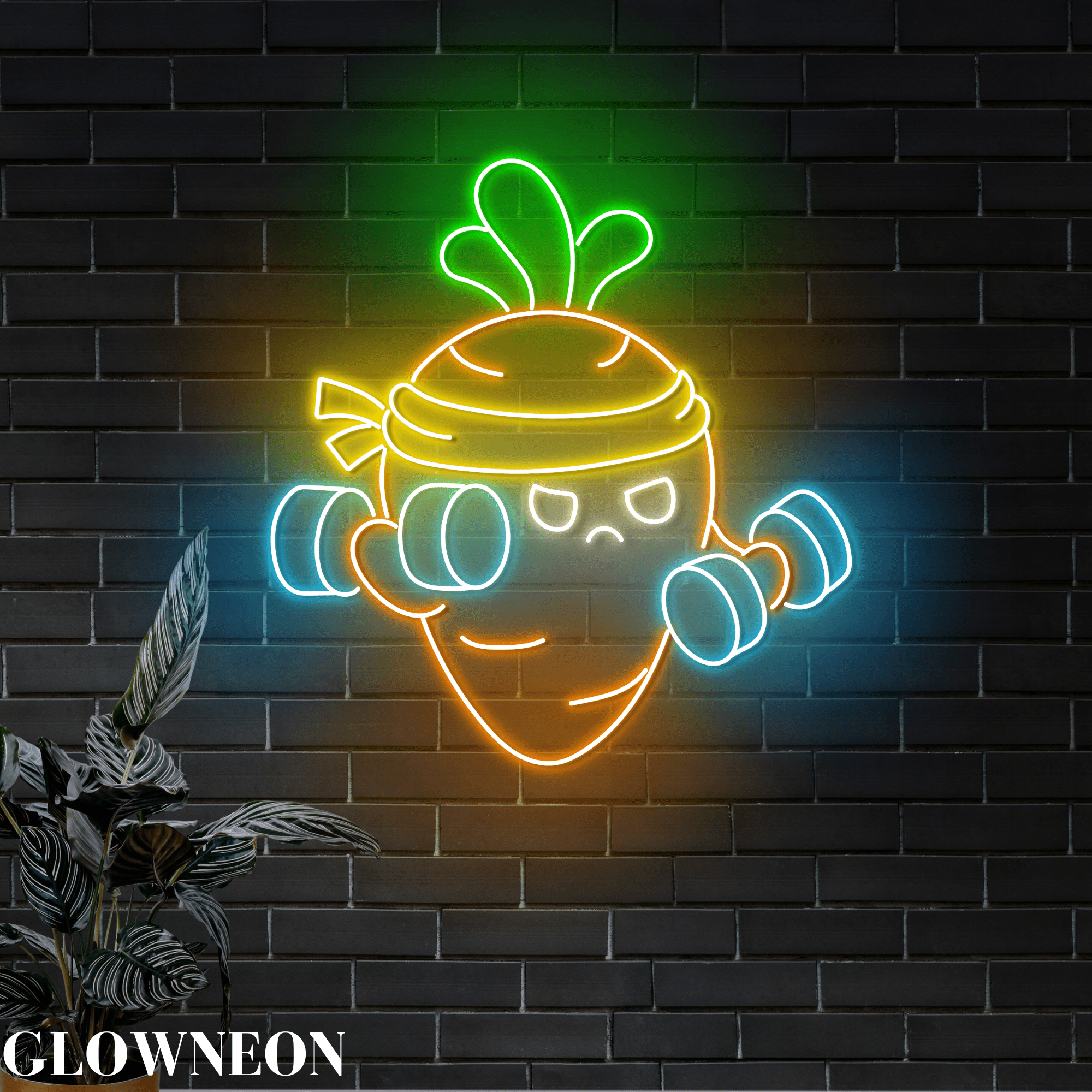 Glowneon Carrot Lifting Dumbbell Neon Sign, Gym Fitness Club Led Sign ...