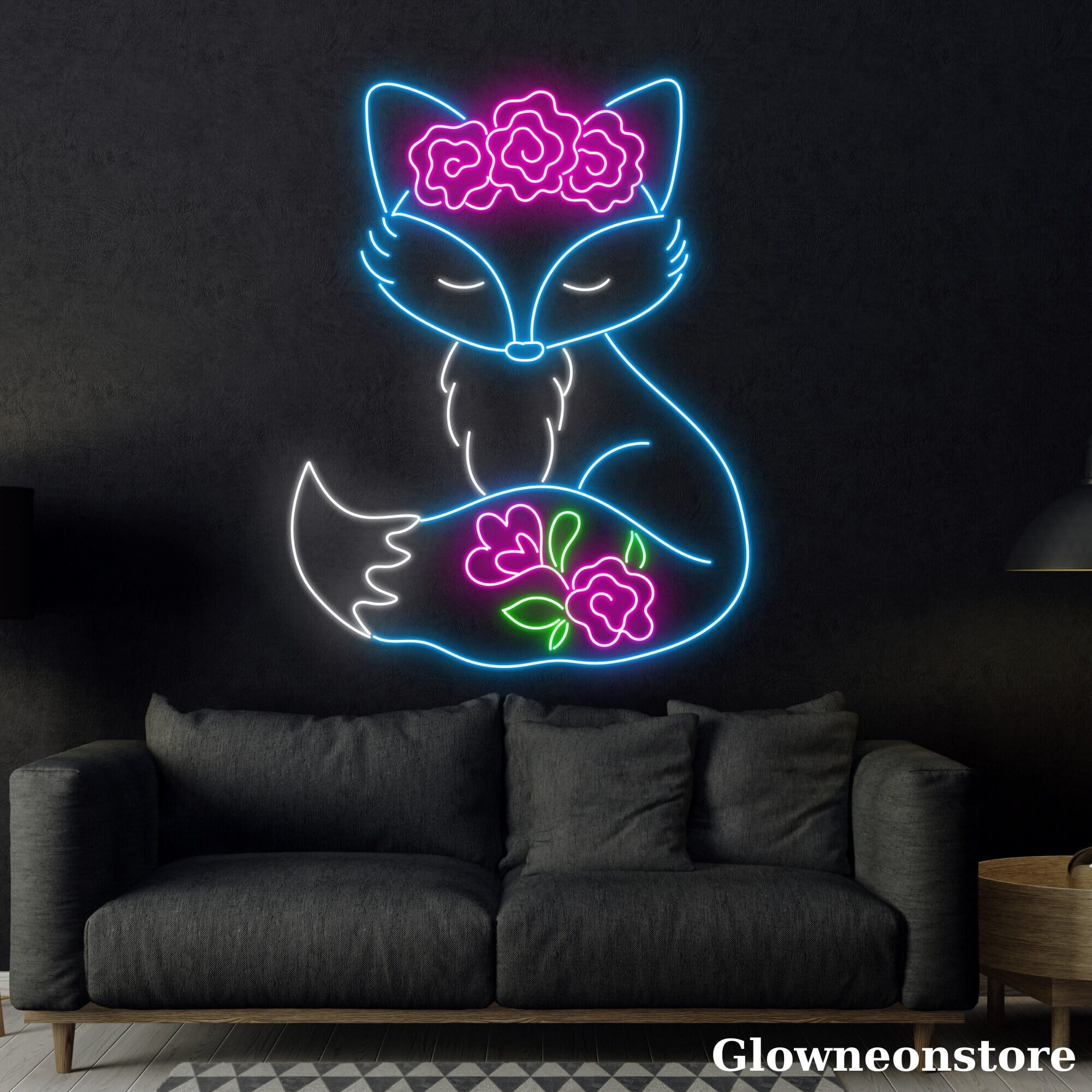 Glowneon Cartoon Fox Neon Sign, Cute Fox Led Sign, Animal Led Light ...