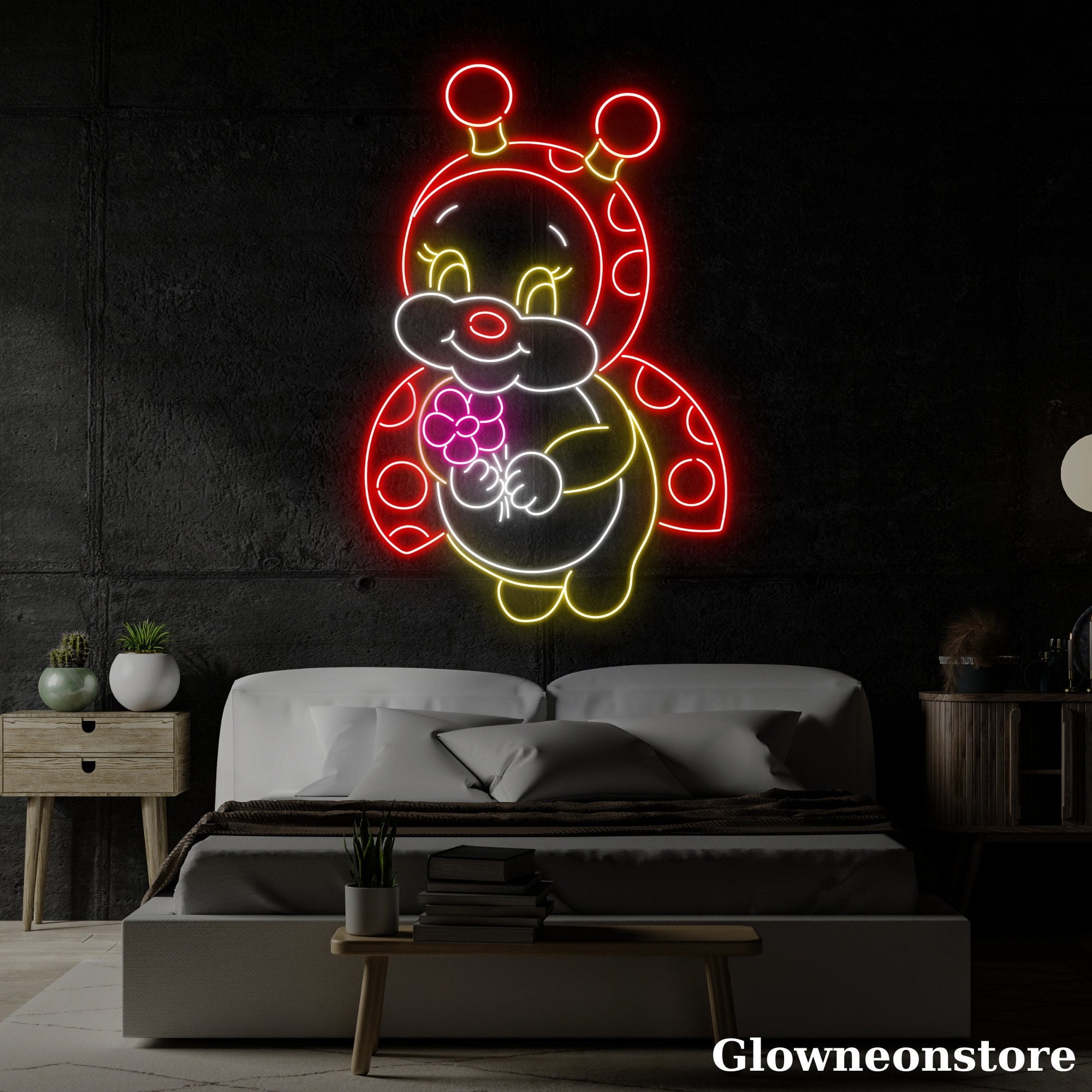 Glowneon Cartoon Ladybug Neon Sign, Cute Ladybug Led Sign, Animal Led ...