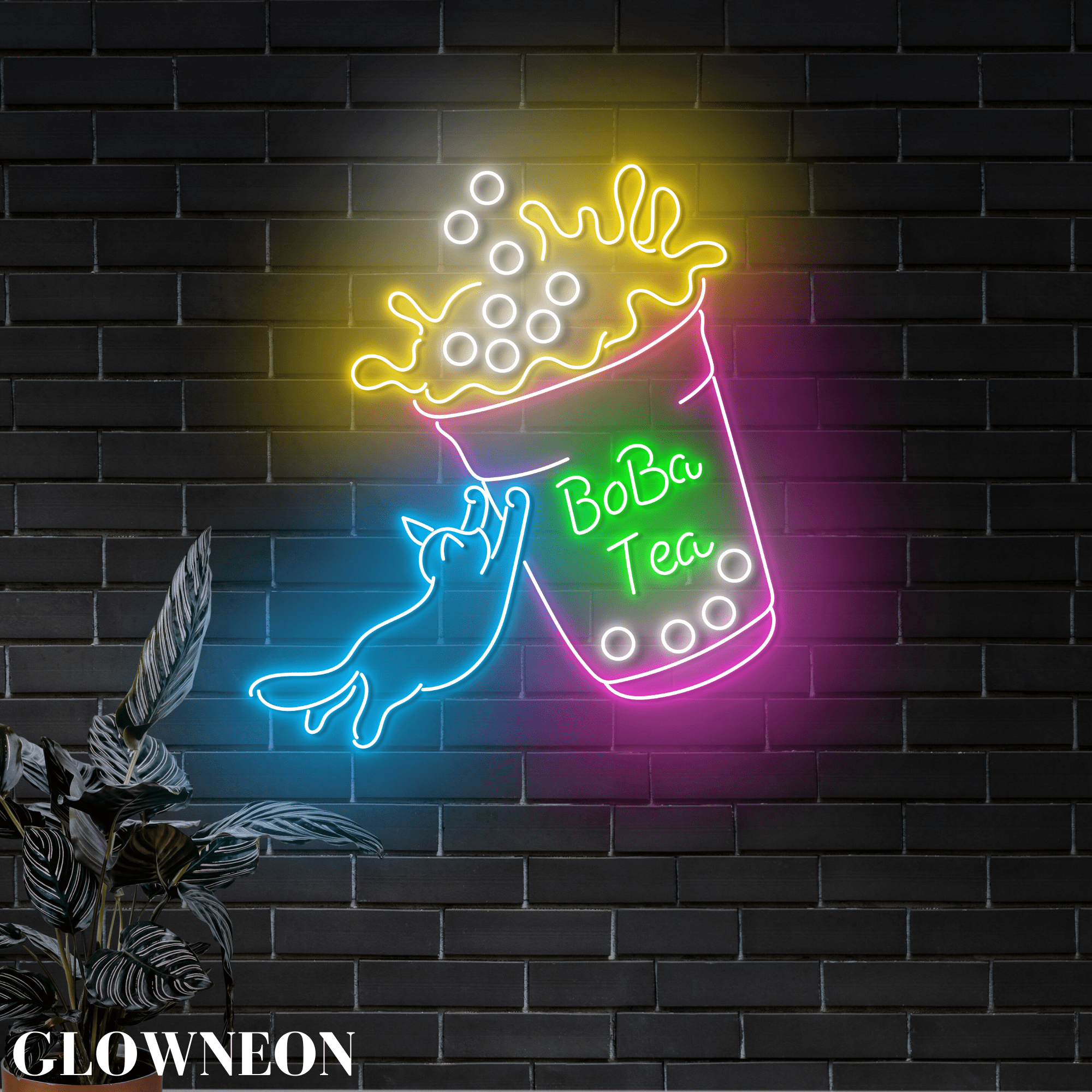 Glowneon Cat Boba Tea Led Wall Art, Boba Milk Tea Shop Neon Open Sign ...