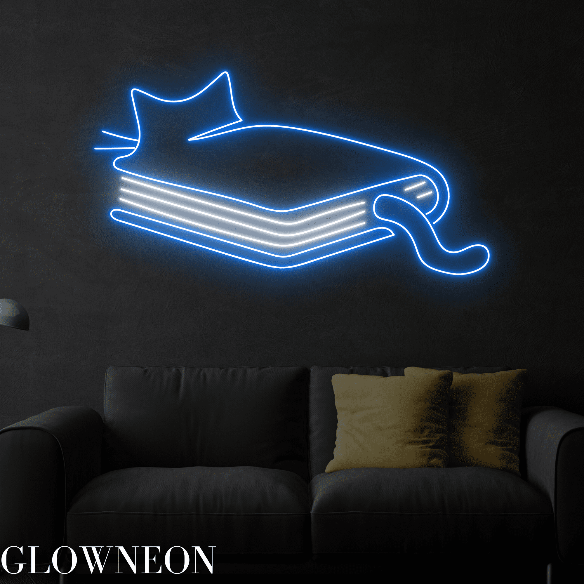 Glowneon Cat Book Neon Sign, Cat Book Led Sign, Library Led Light ...