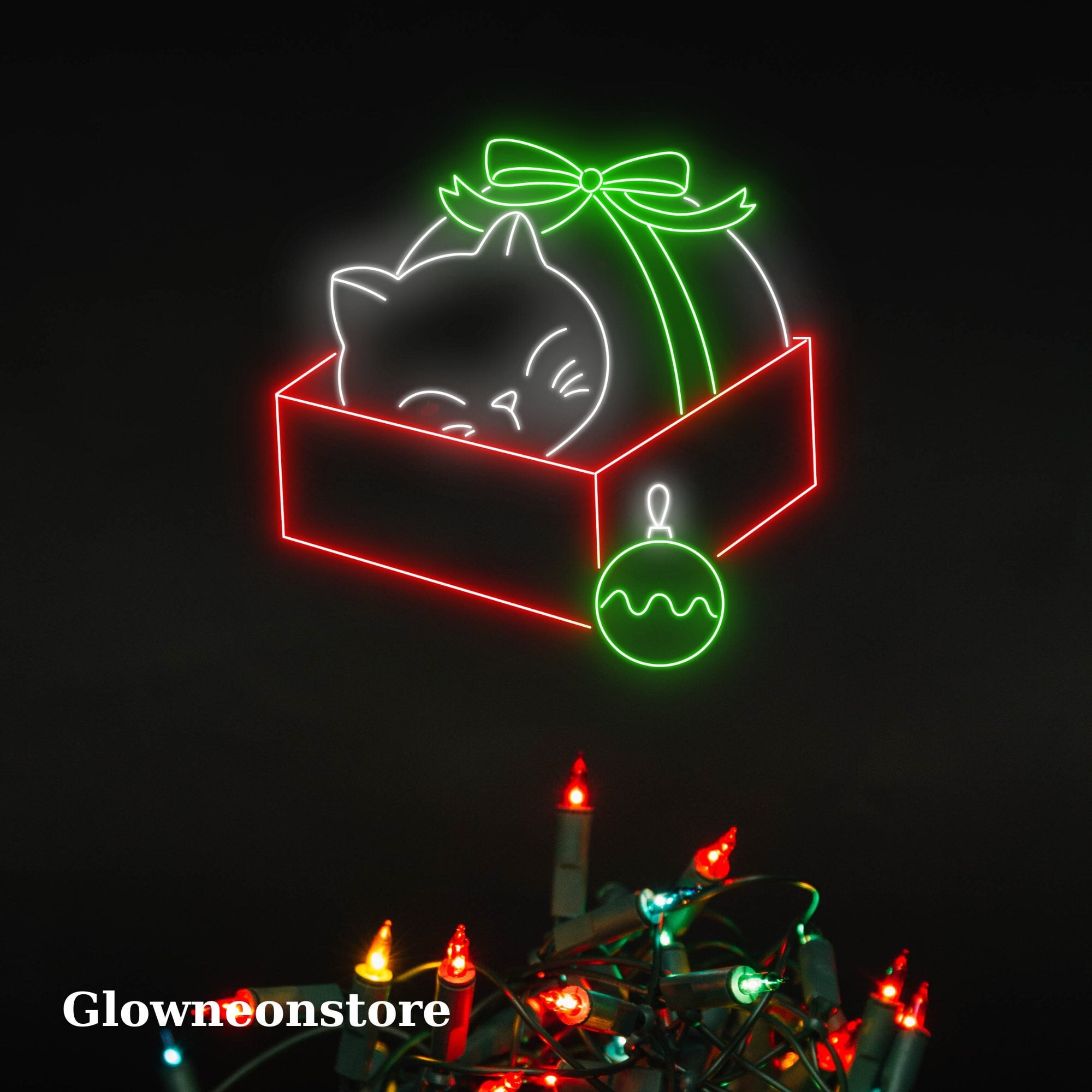 Glowneon Cat Box Gift Neon Sign, Cat Box Led Light, Cat Led Sign, Cute ...