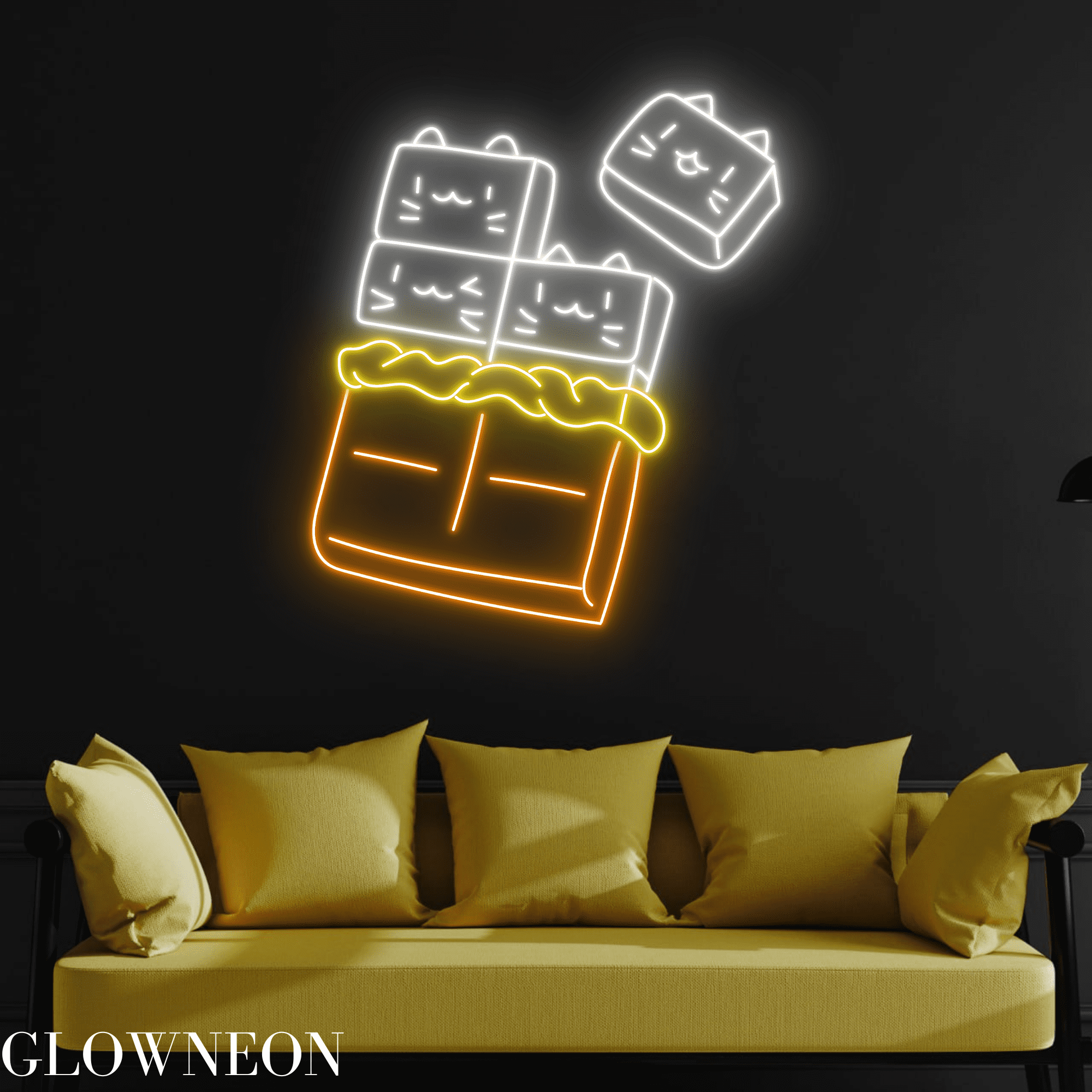 Glowneon Cat Chocolate Neon Sign, Chocolate Candy Shop Wall Led Light ...