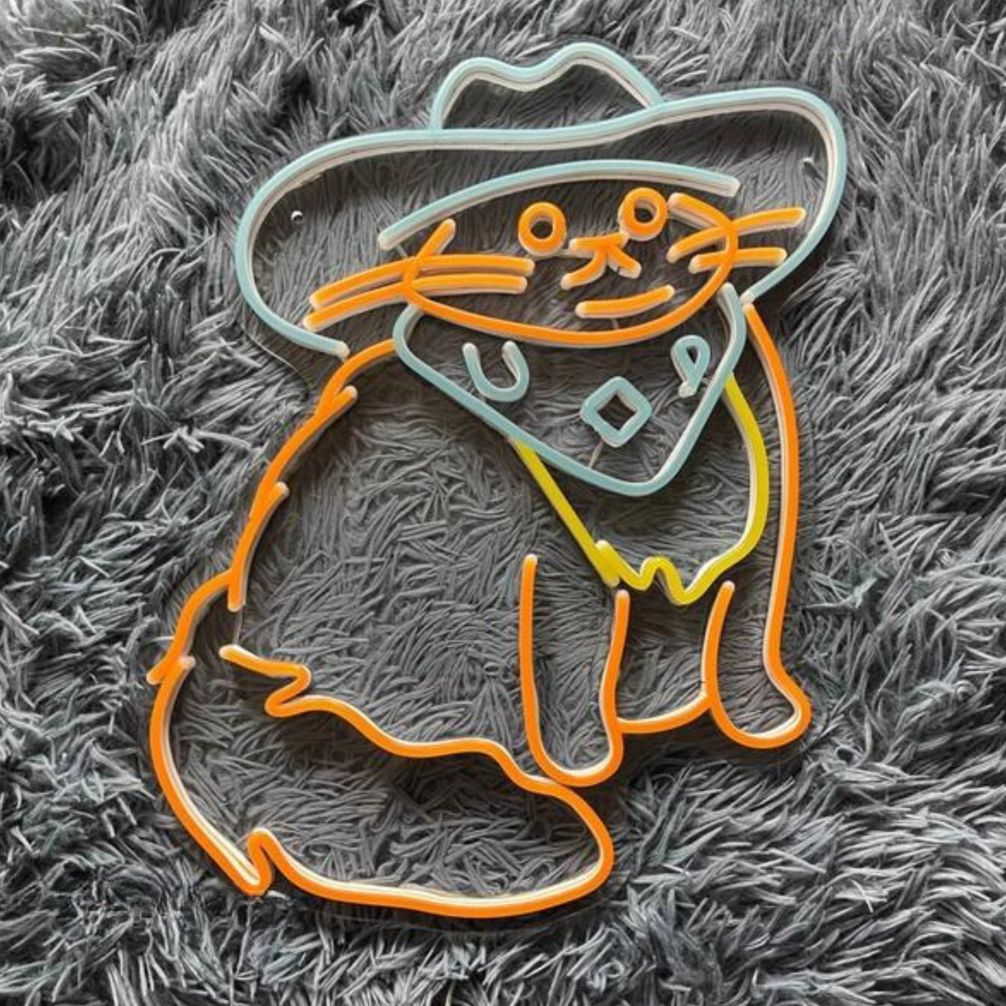 Glowneon Cat Cowboy Hat Neon Sign, Animal Wall Decor Mexican Style ...