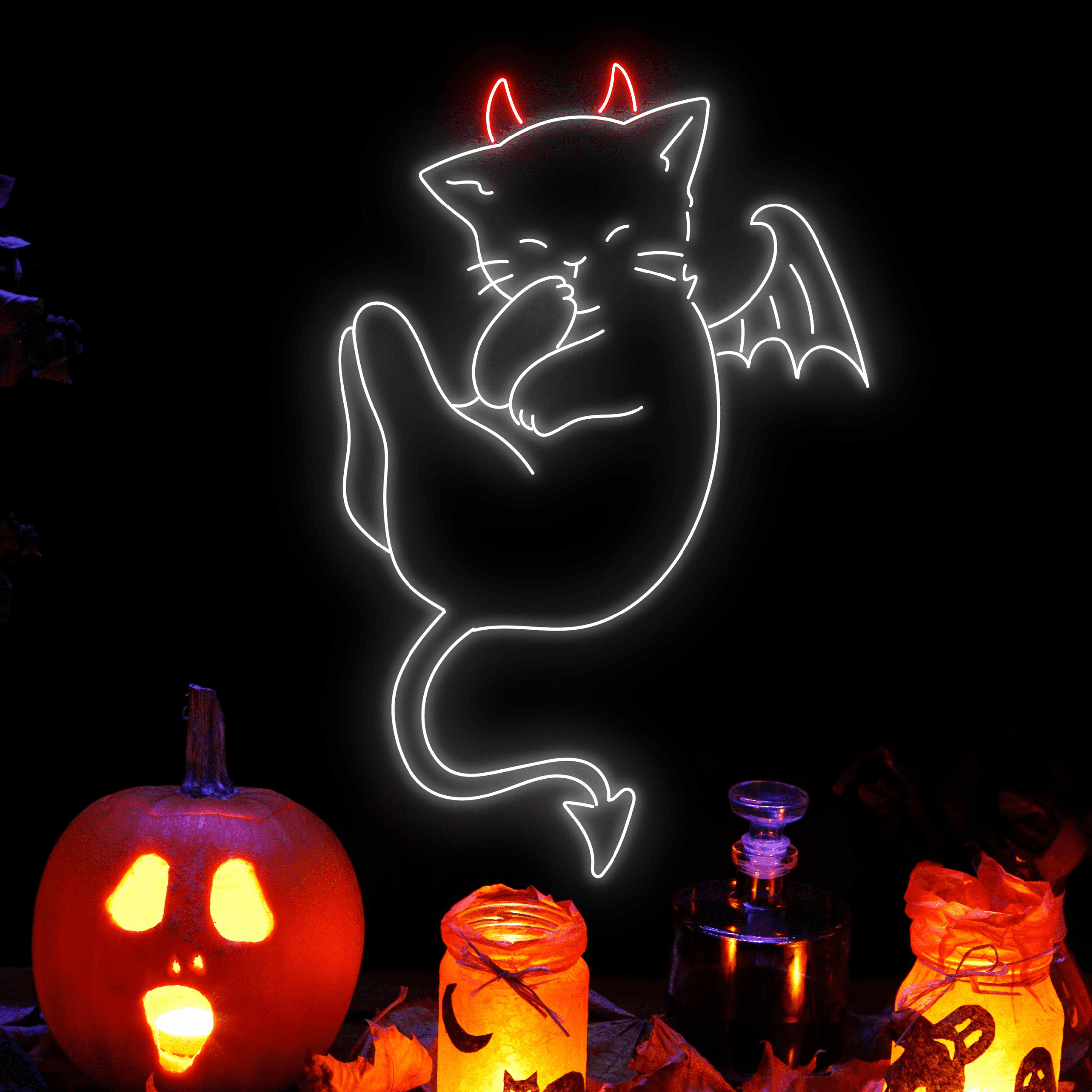 Glowneon Cat Devil Neon Sign, Animal Halloween Decor - Walmart.com