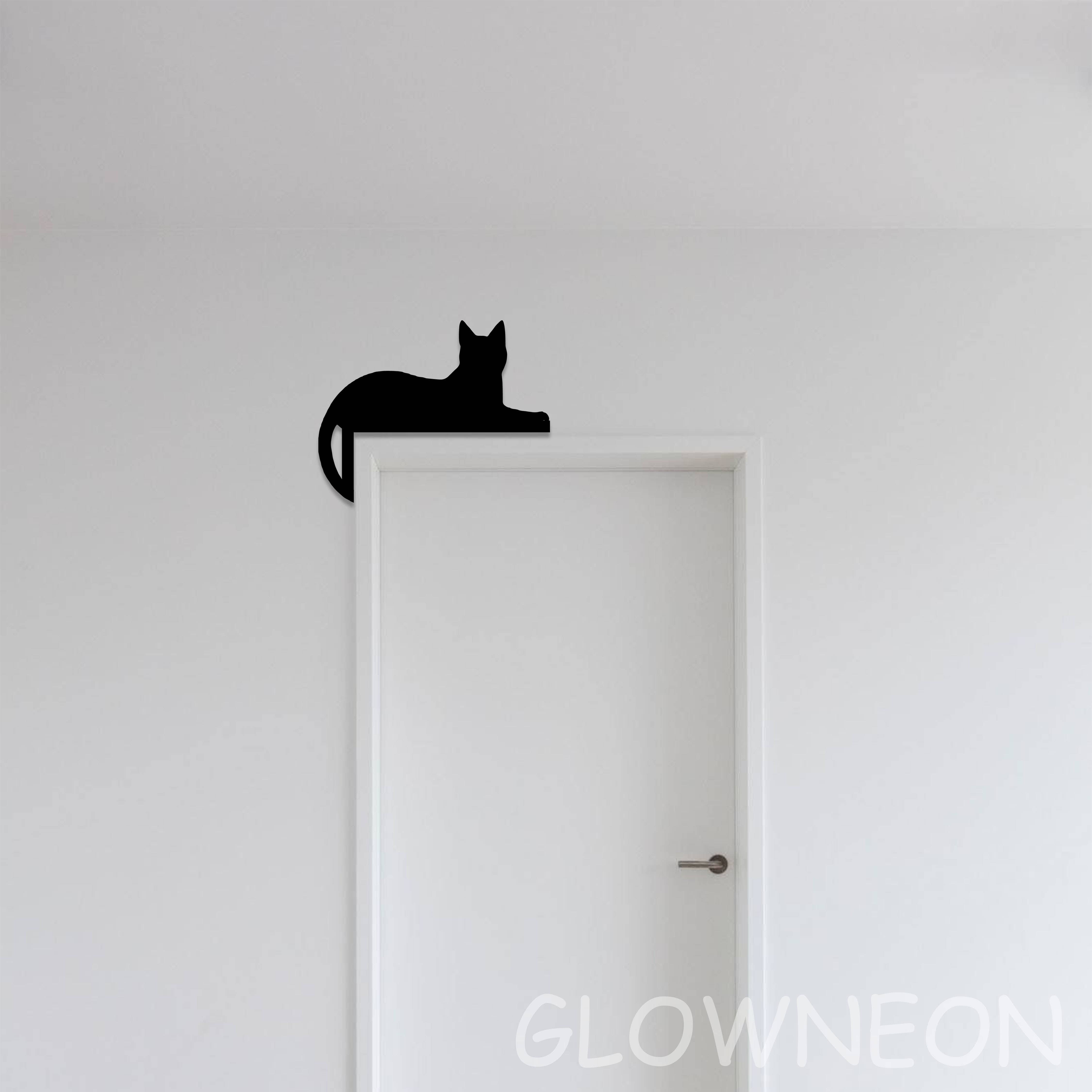 Glowneon Cat Door Topper Decor, Cat Lover Bedroom Metal Door Corner ...