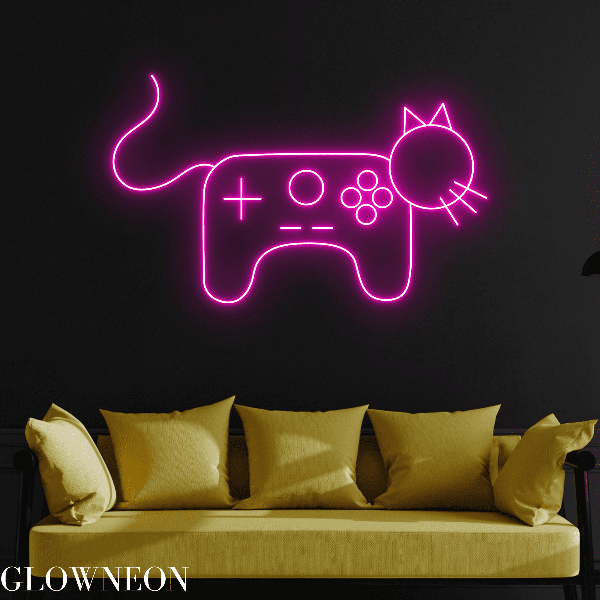 Glowneon Cat Game Neon Signs, Gaming Room Wall Art With Led Light ...
