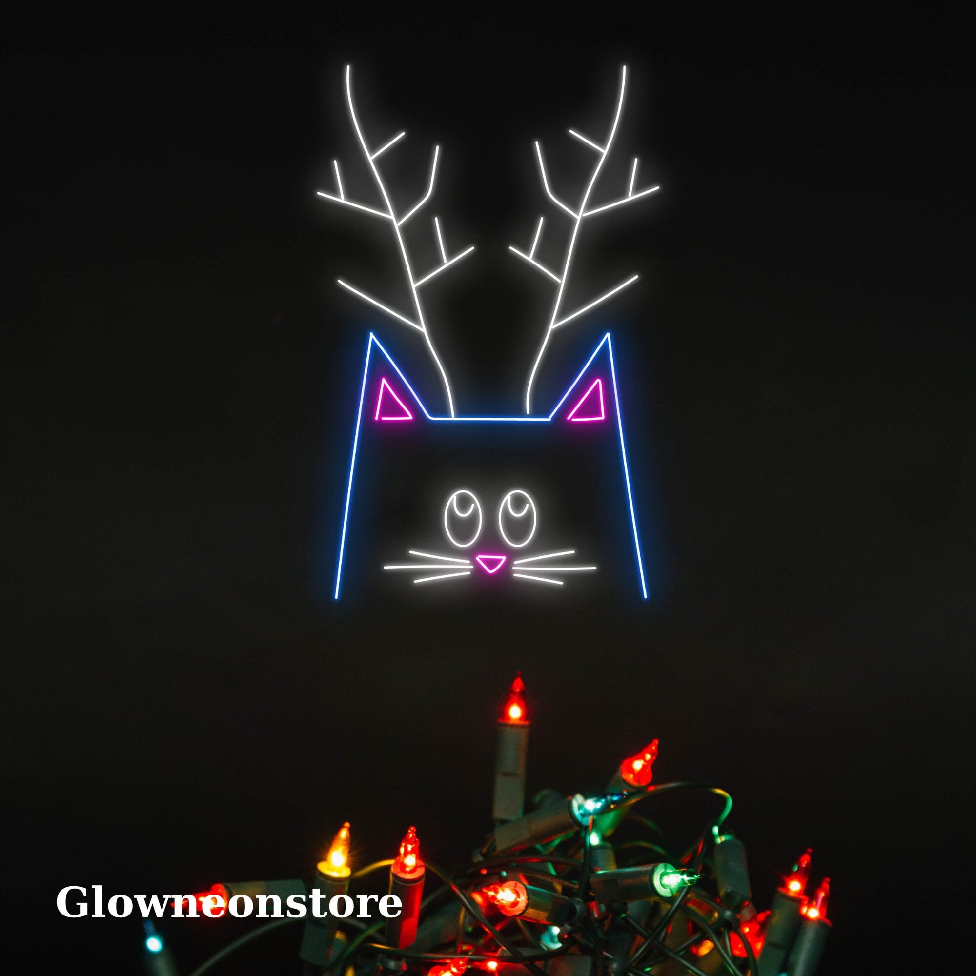 Glowneon Cat Horn Neon Sign, Cat Horn Led Light, Cat Horn Christmas Led ...